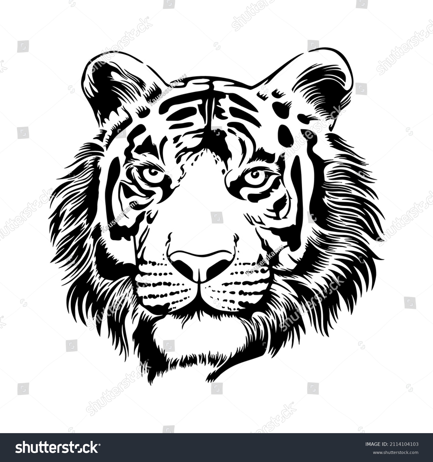 Wild Animal Head Vector On White Stock Vector (Royalty Free) 2114104103 ...