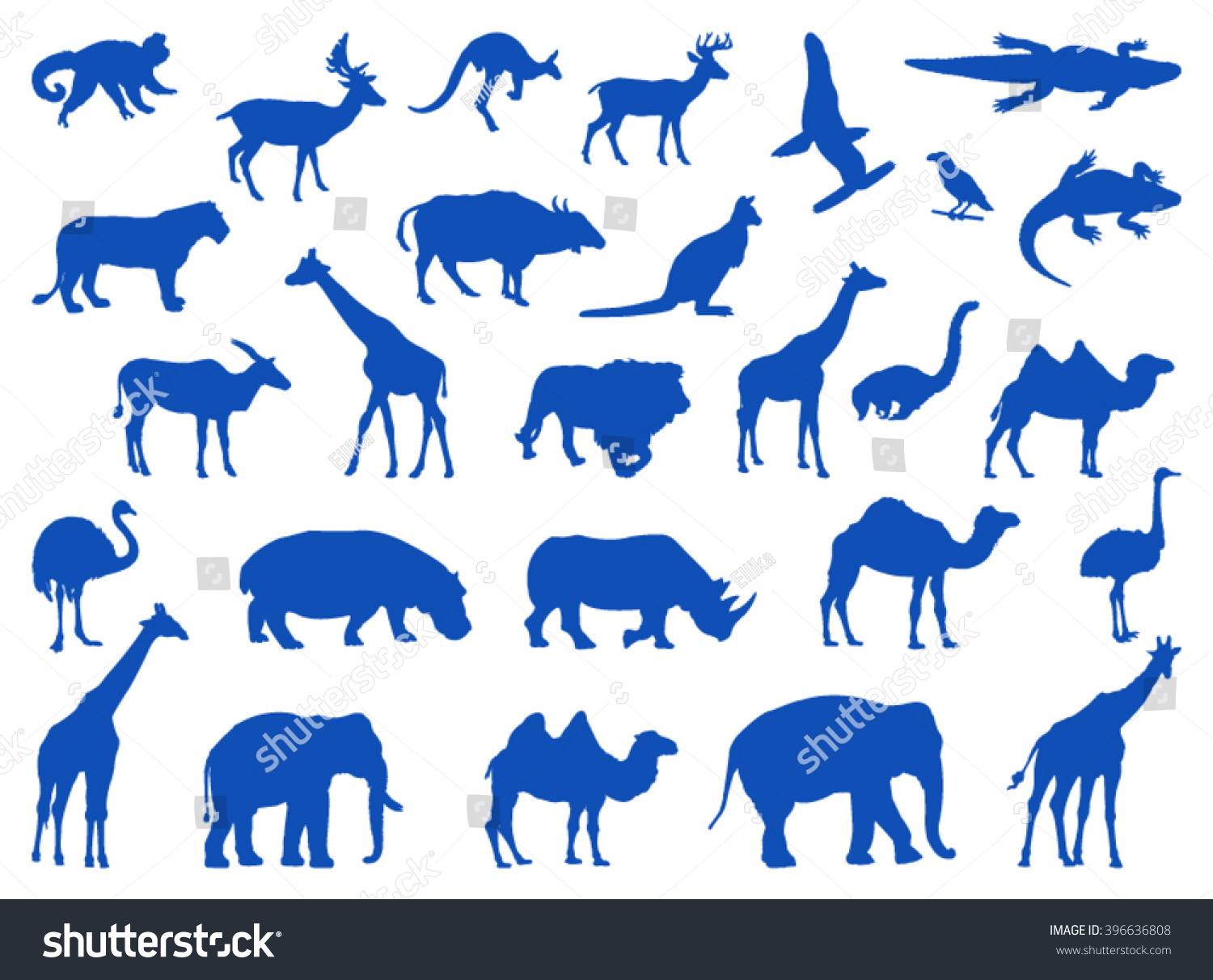 Wild Animals Set Stock Vector (Royalty Free) 396636808 | Shutterstock