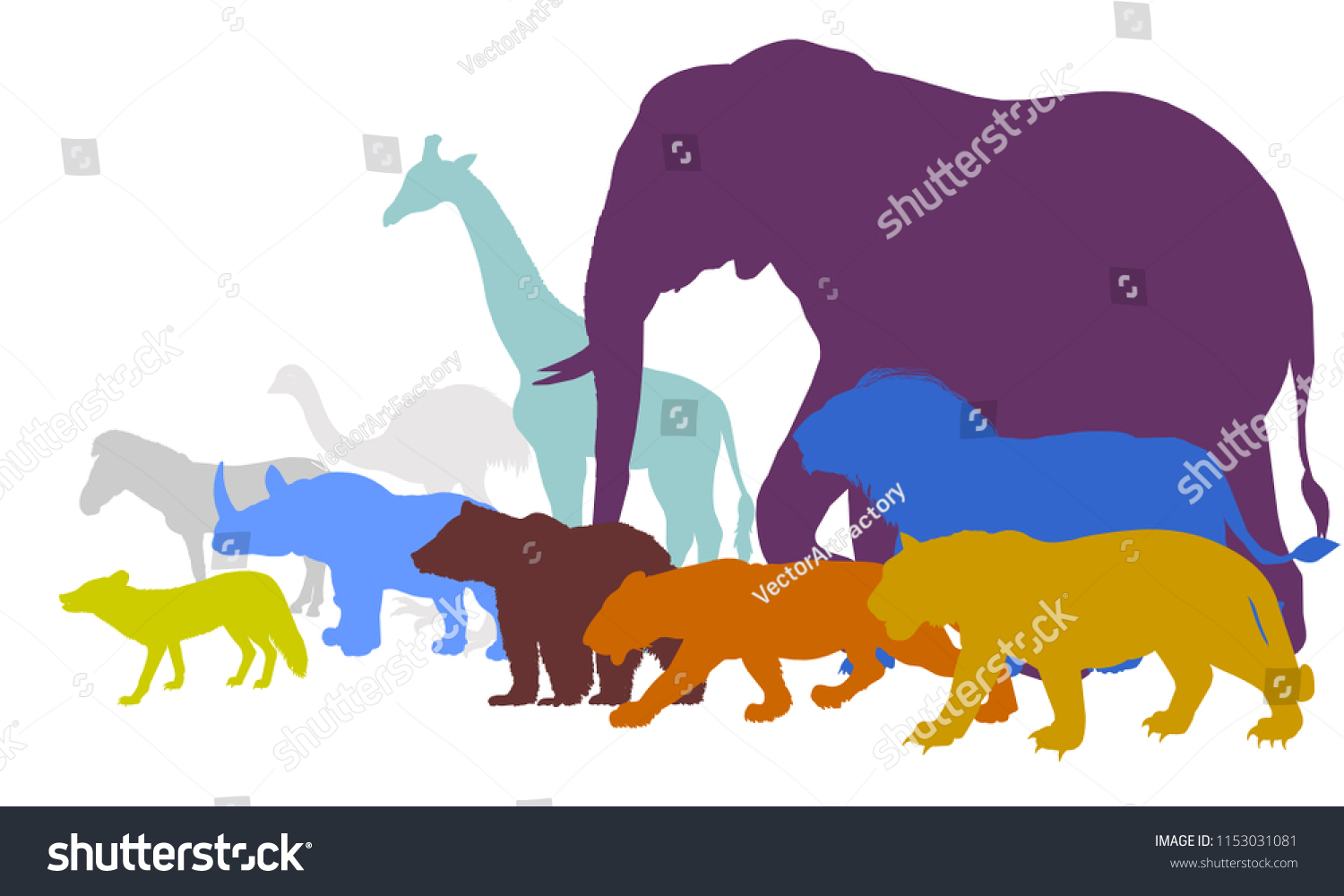 Wild Animals Set Silhouette : image vectorielle de stock (libre de ...