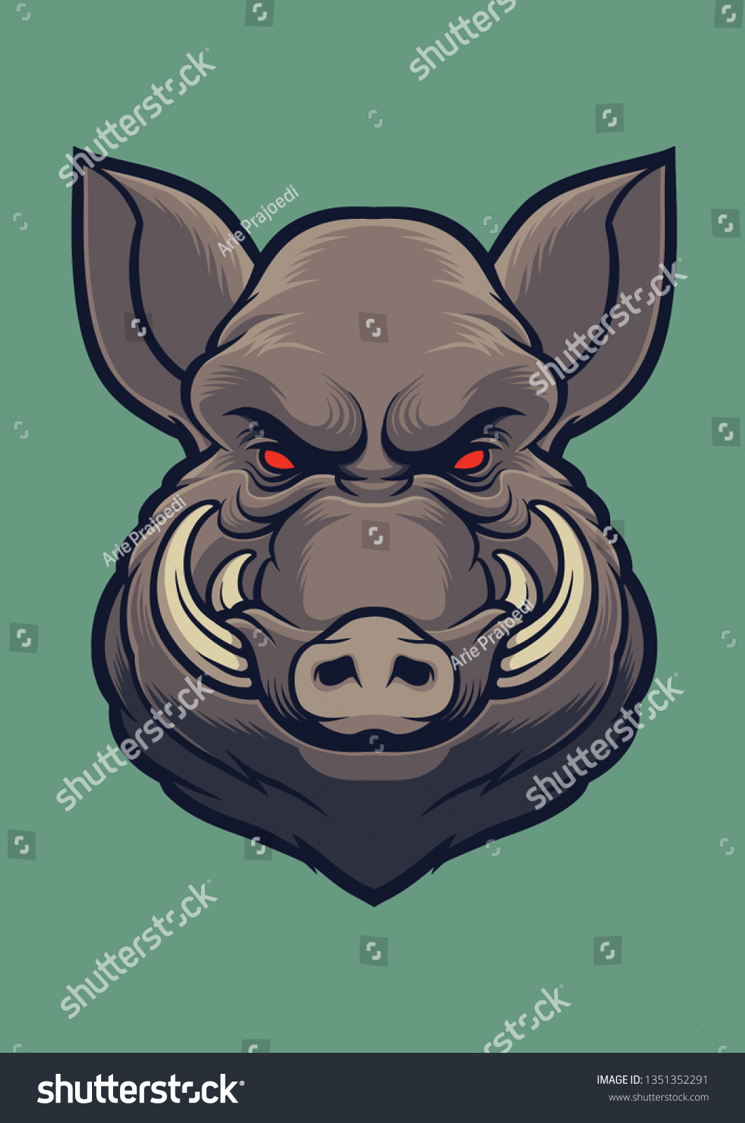 Wild Boar Head Vector: เวกเตอร์สต็อก (ปลอดค่าลิขสิทธิ์) 1351352291 ...