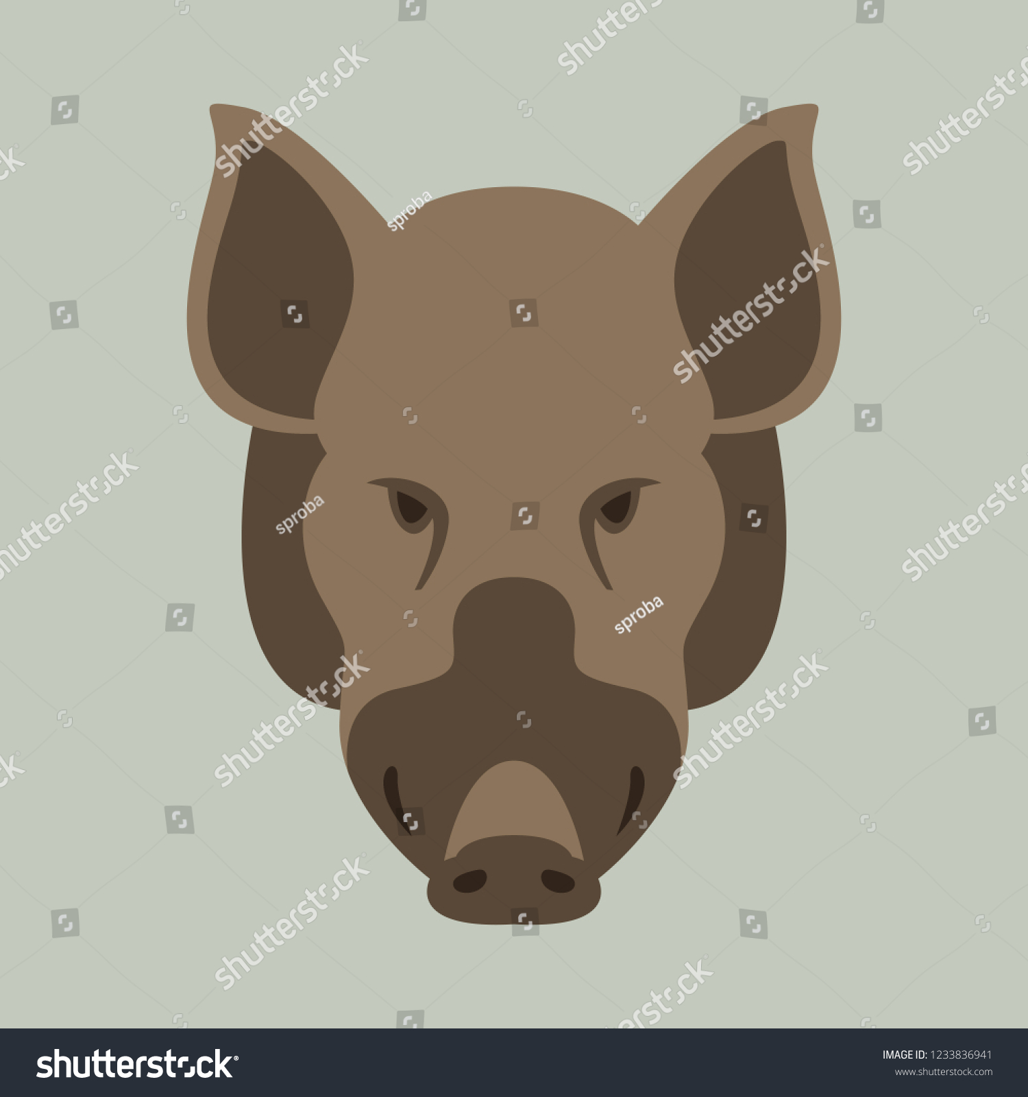 Wild Boar Vector Illustrationflat Stylefront View Stock Vector (Royalty ...