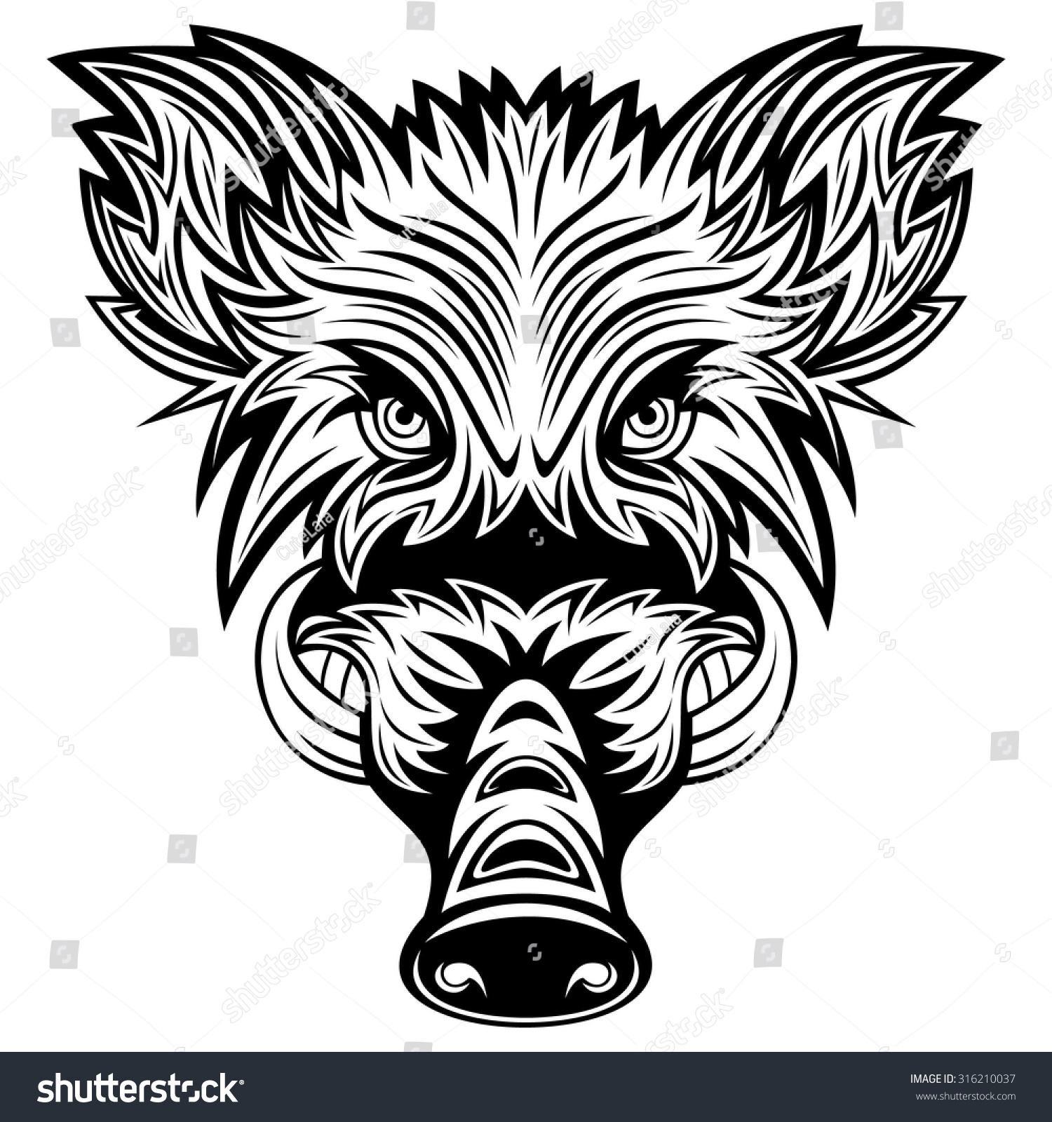 Wild Boars Head Stock Vector (Royalty Free) 316210037 | Shutterstock