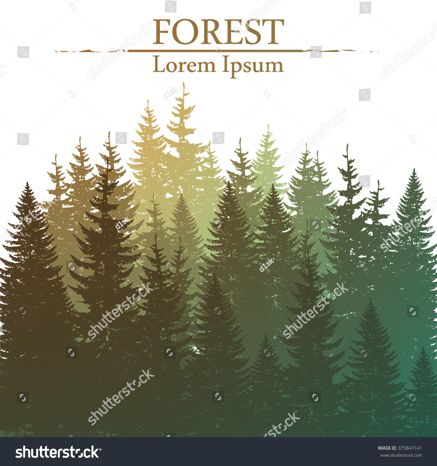 Wild Coniferous Forest Background Stock Vector (Royalty Free) 375847141 ...