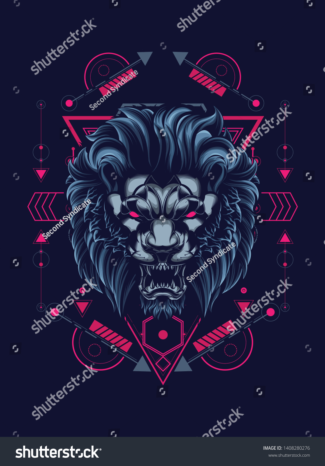 Wild Lion Head Sacred Geometry Pattern Stock Vector (Royalty Free ...