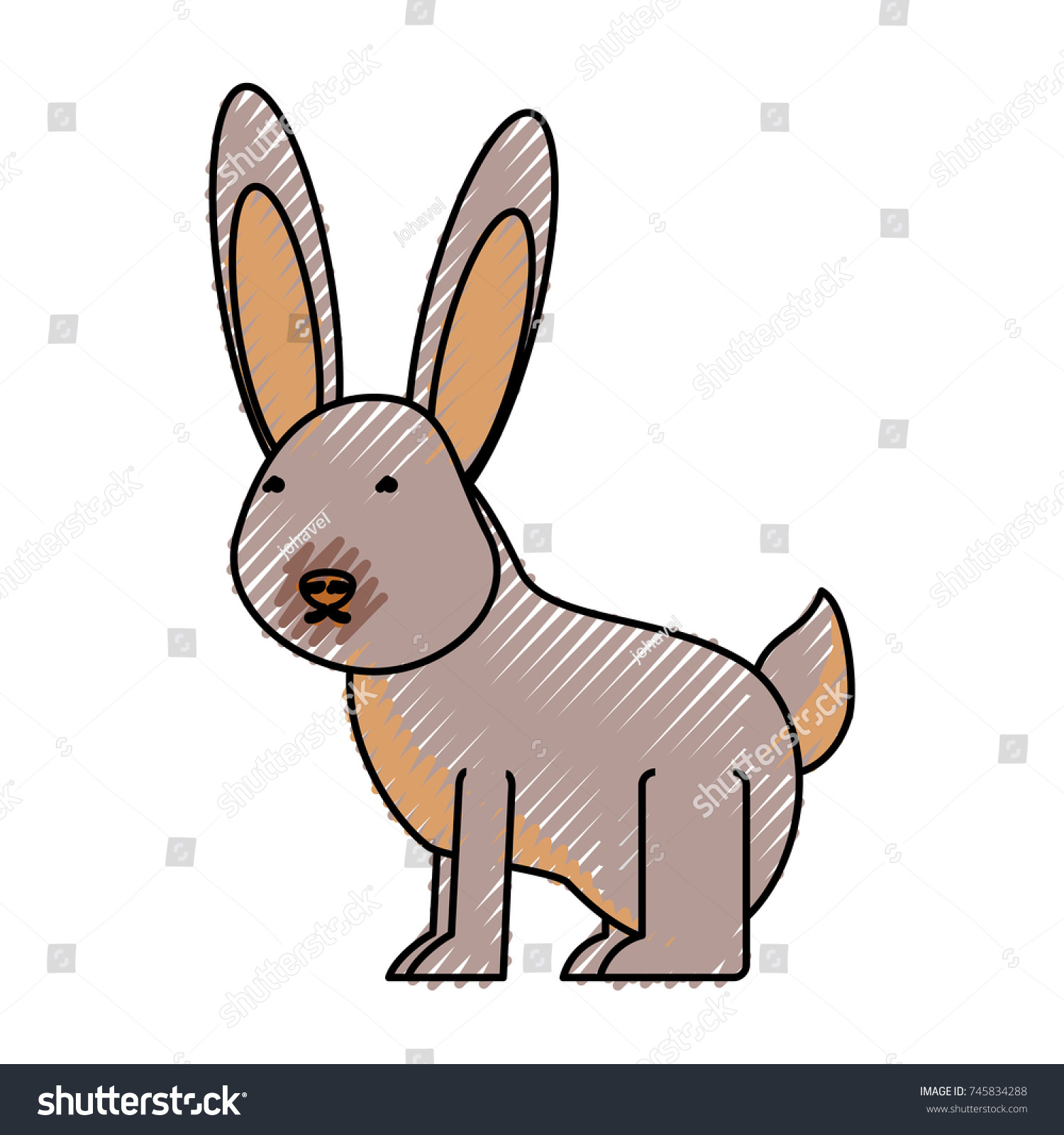 Wild Rabbit Vector Illustration Stock Vector (Royalty Free) 745834288 ...