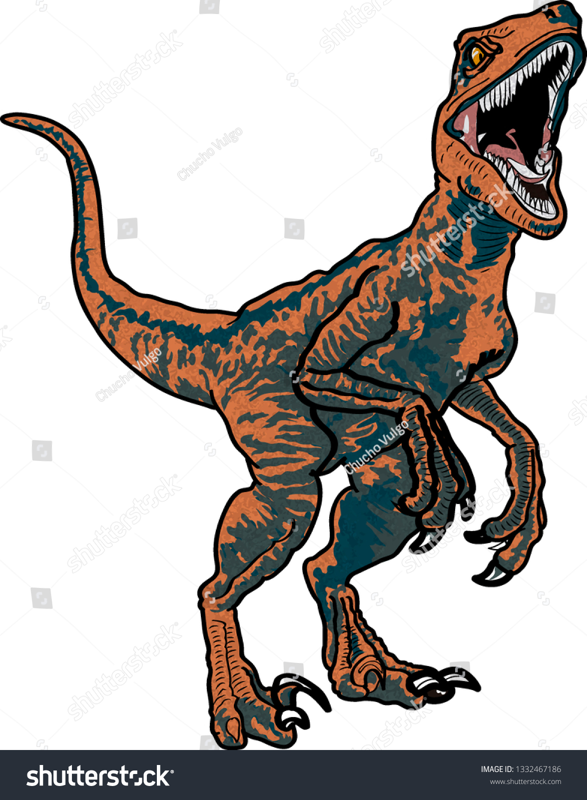 Wild Raptor Dinosaur Stock Vector (Royalty Free) 1332467186