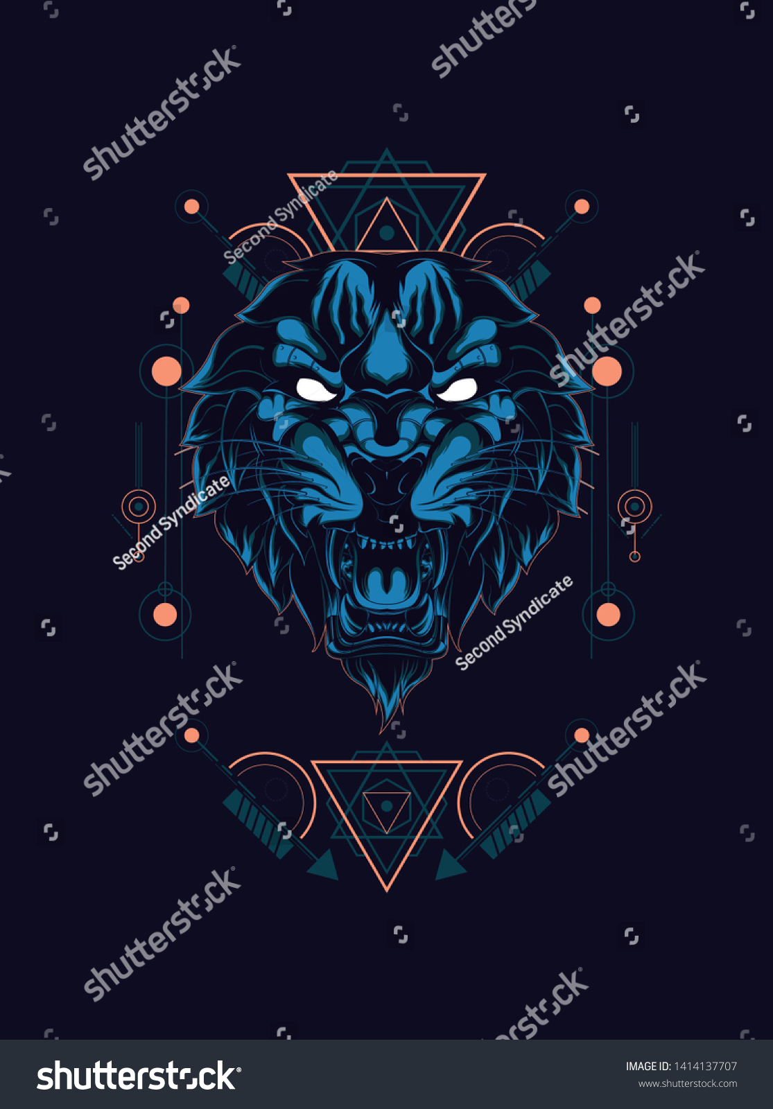 Wild Tiger Head Sacred Geometry Pattern Stock Vector (Royalty Free ...