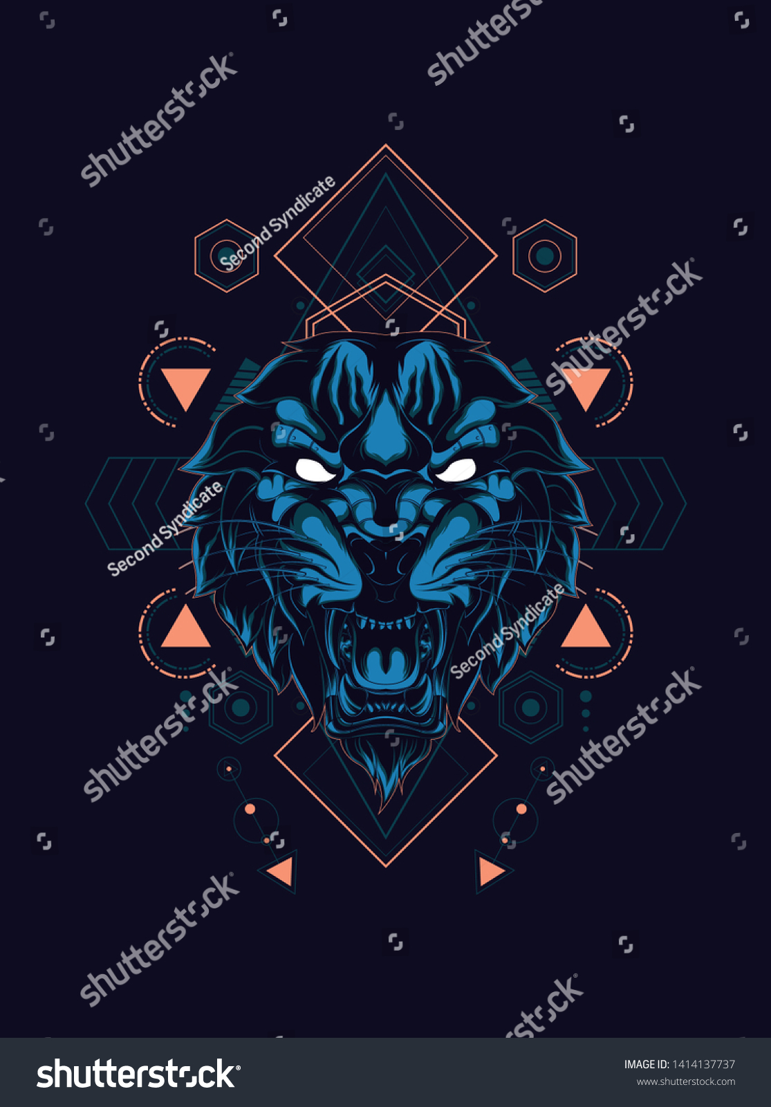Wild Tiger Head Sacred Geometry Pattern Stock Vector (Royalty Free ...
