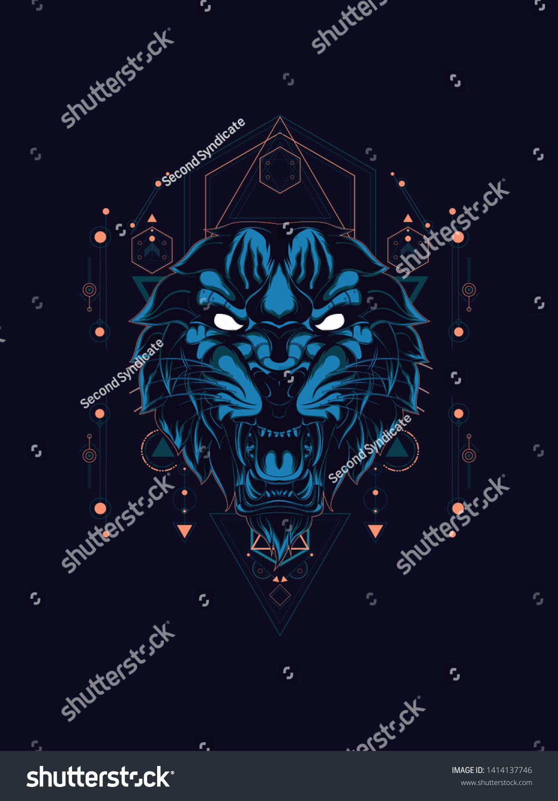 Wild Tiger Head Sacred Geometry Pattern Stock Vector (Royalty Free ...