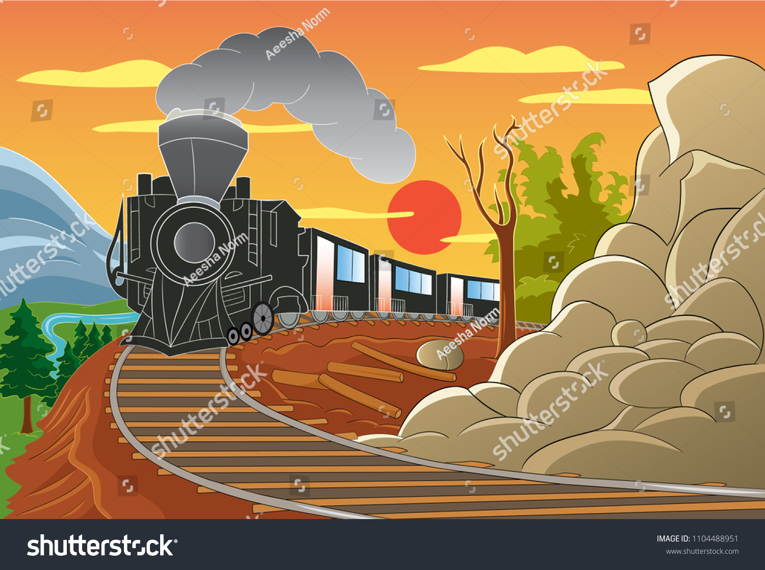 Wild West Train Vector Illustration Stock Vector (Royalty Free ...