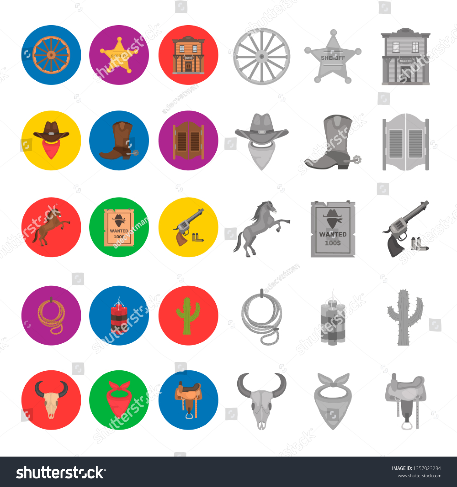 Wild West Vector Icons Set Stock Vector (Royalty Free) 1357023284 ...
