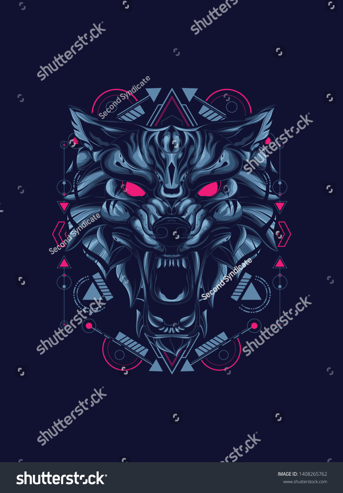 Wild Wolf Head Sacred Geometry Pattern Stock Vector (Royalty Free ...