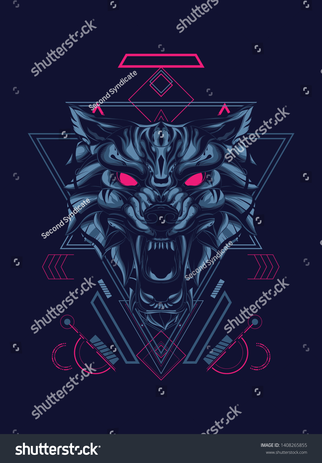 Wild Wolf Head Sacred Geometry Pattern Stock Vector (Royalty Free ...