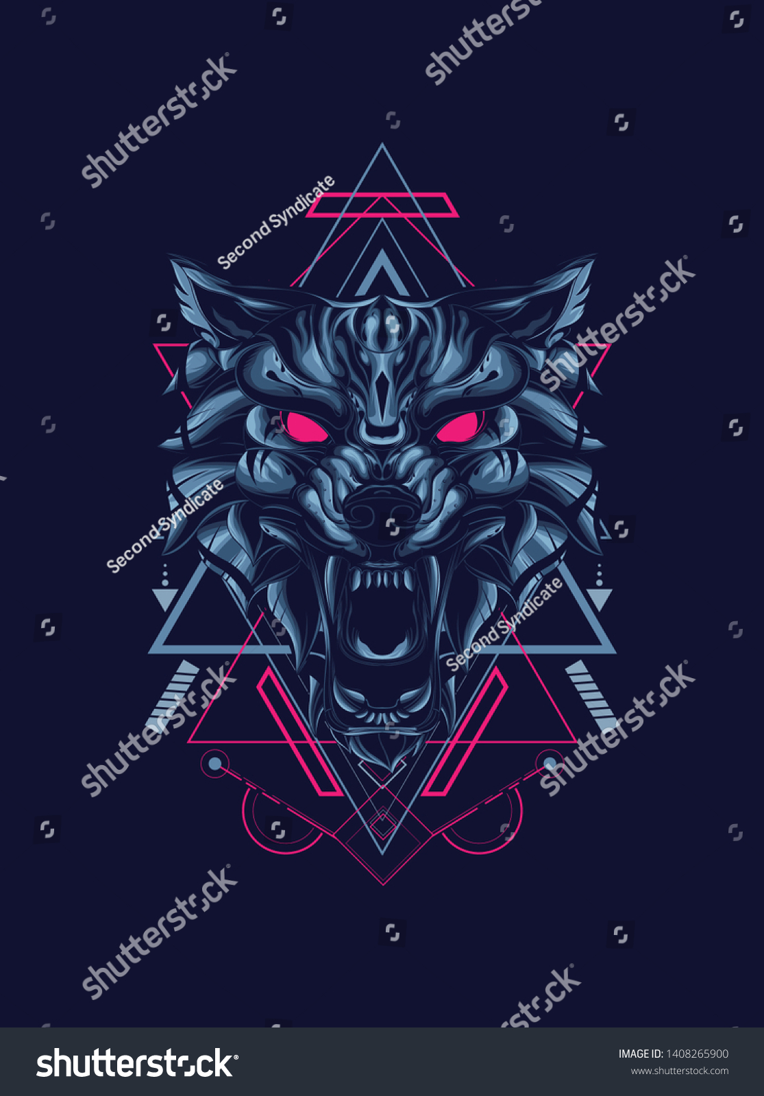 Wild Wolf Head Sacred Geometry Pattern Stock Vector (Royalty Free ...