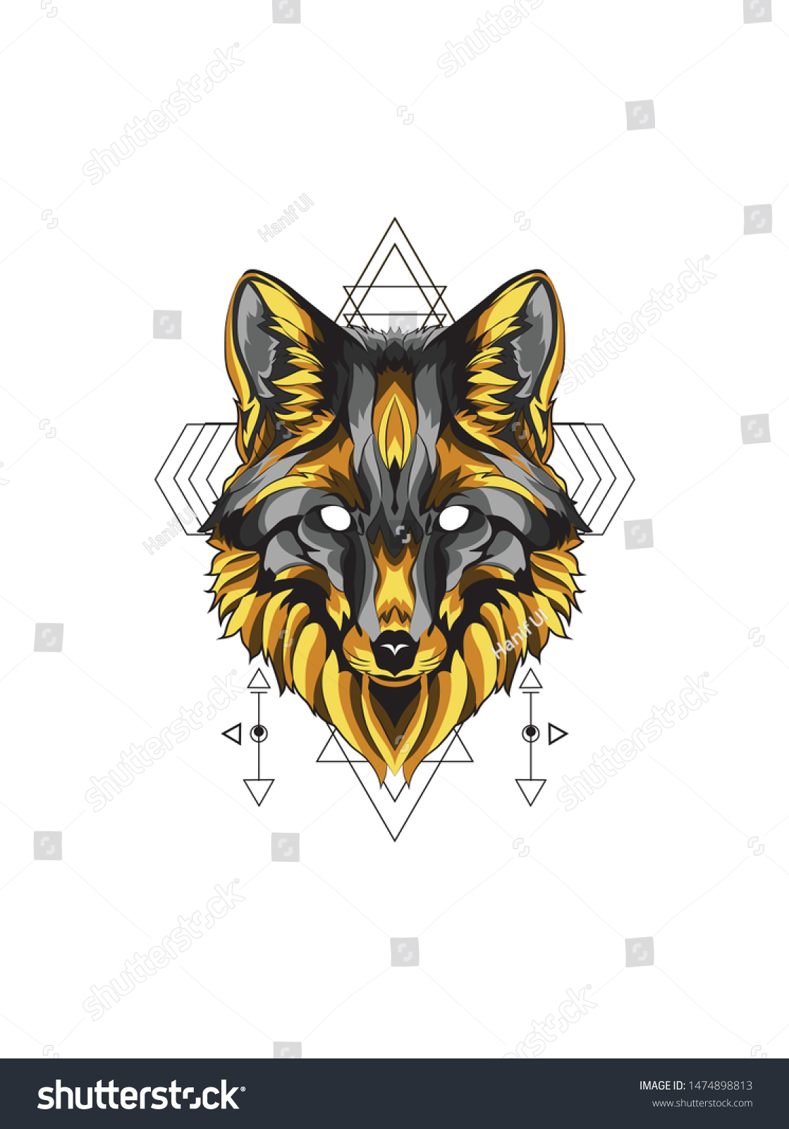 Wild Wolf Head Sacred Geometry Pattern Stock Vector (Royalty Free ...