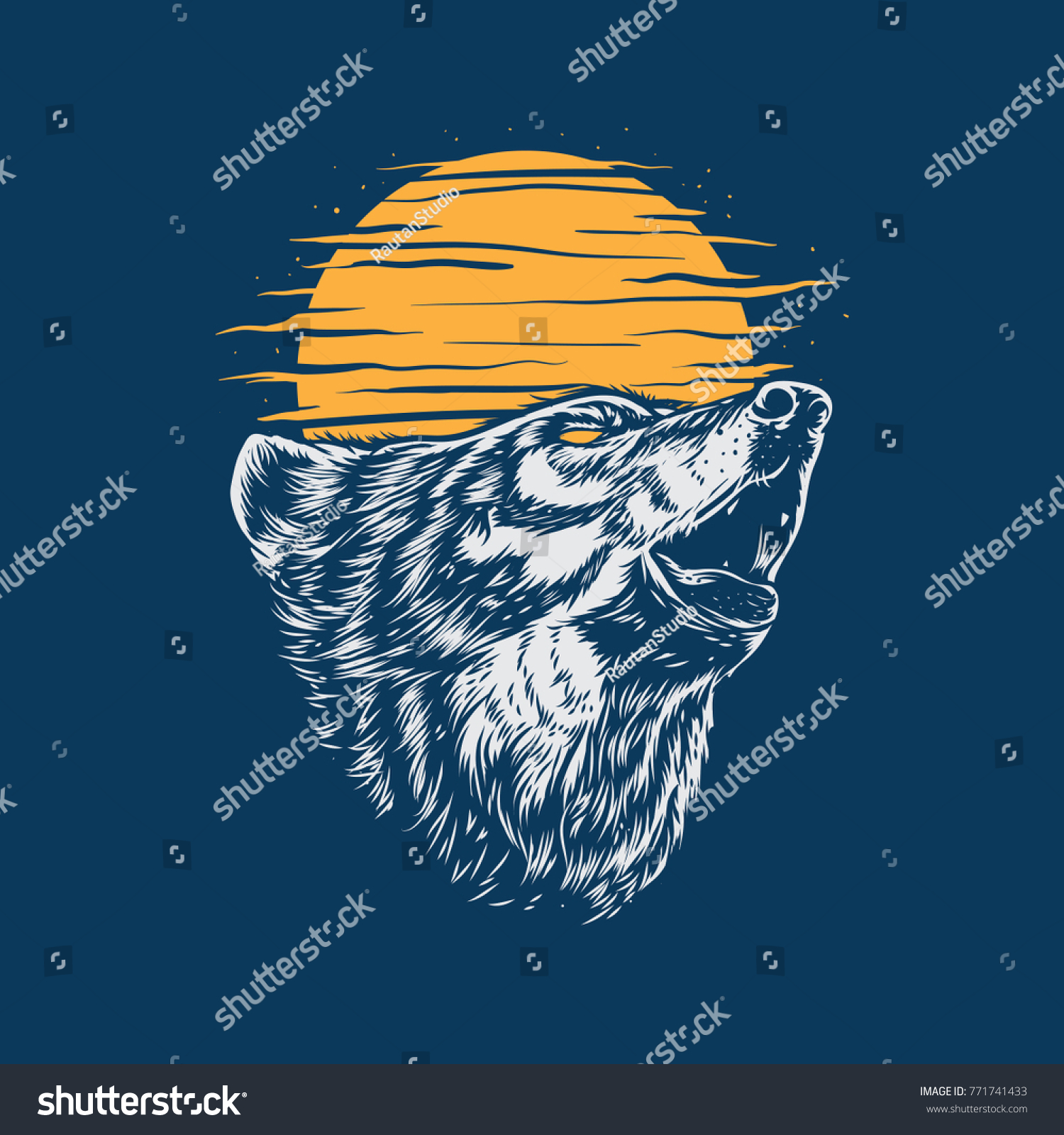 Wild Wolf Howling Vector Stock Vector (Royalty Free) 771741433