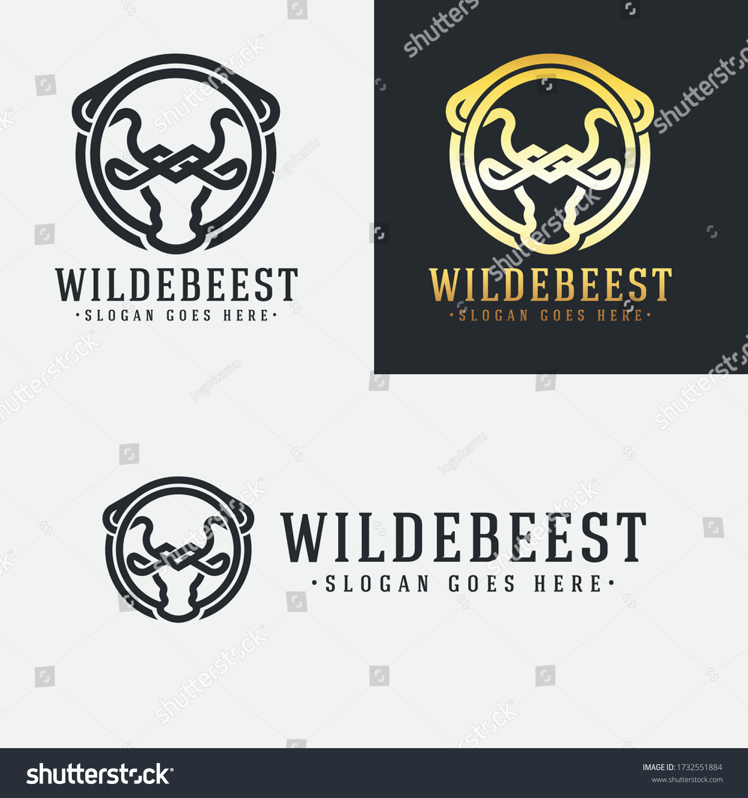 Wildebeest Head Symbol Logo Vector Stock Vector (Royalty Free ...