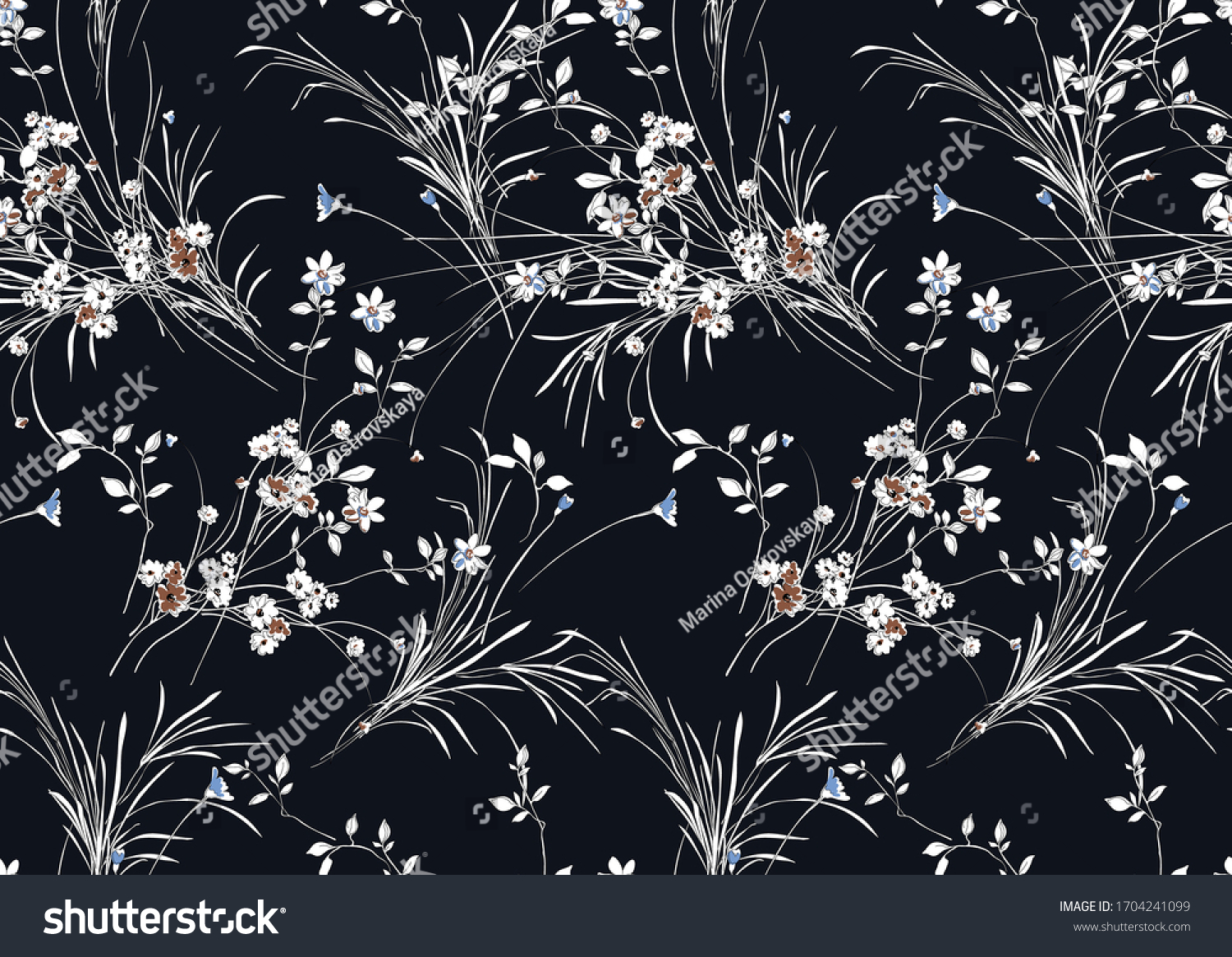 Wildflowers Design Seamless Vector Pattern Stock Vector (Royalty Free ...