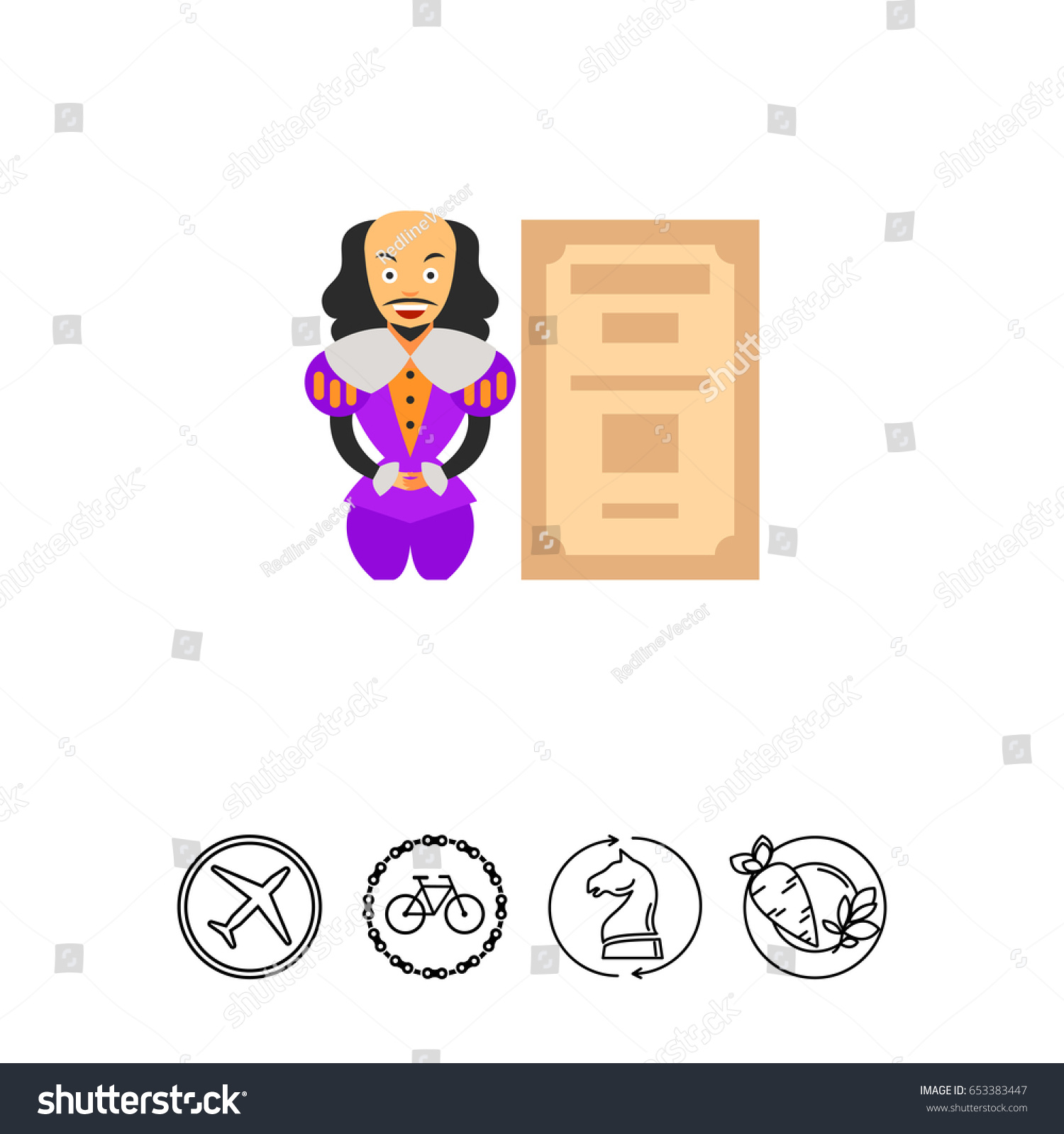 William Shakespeare Icon Stock Vector (Royalty Free) 653383447