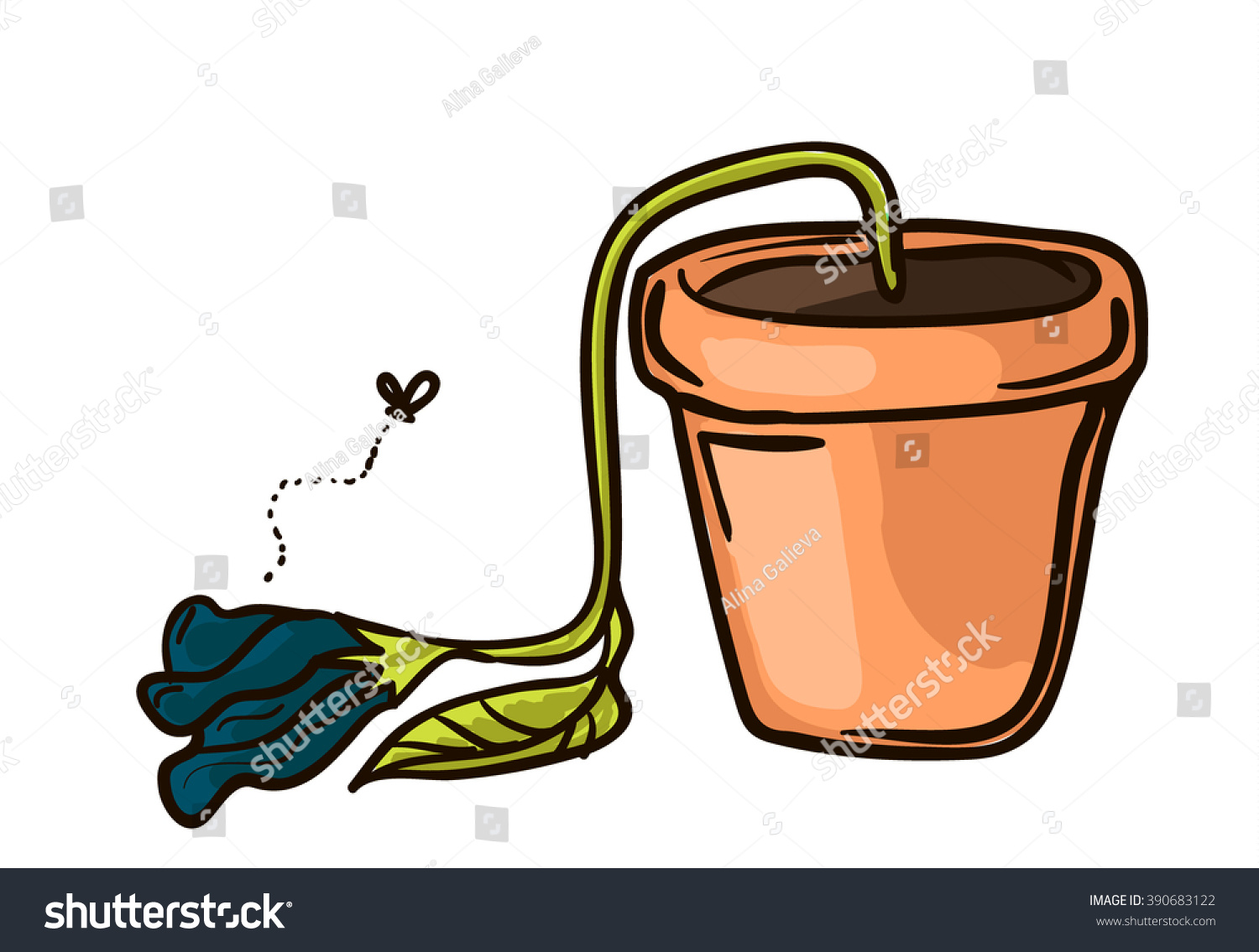Wilted Flower In A Pot Stock Vector Illustration 390683122 : Shutterstock