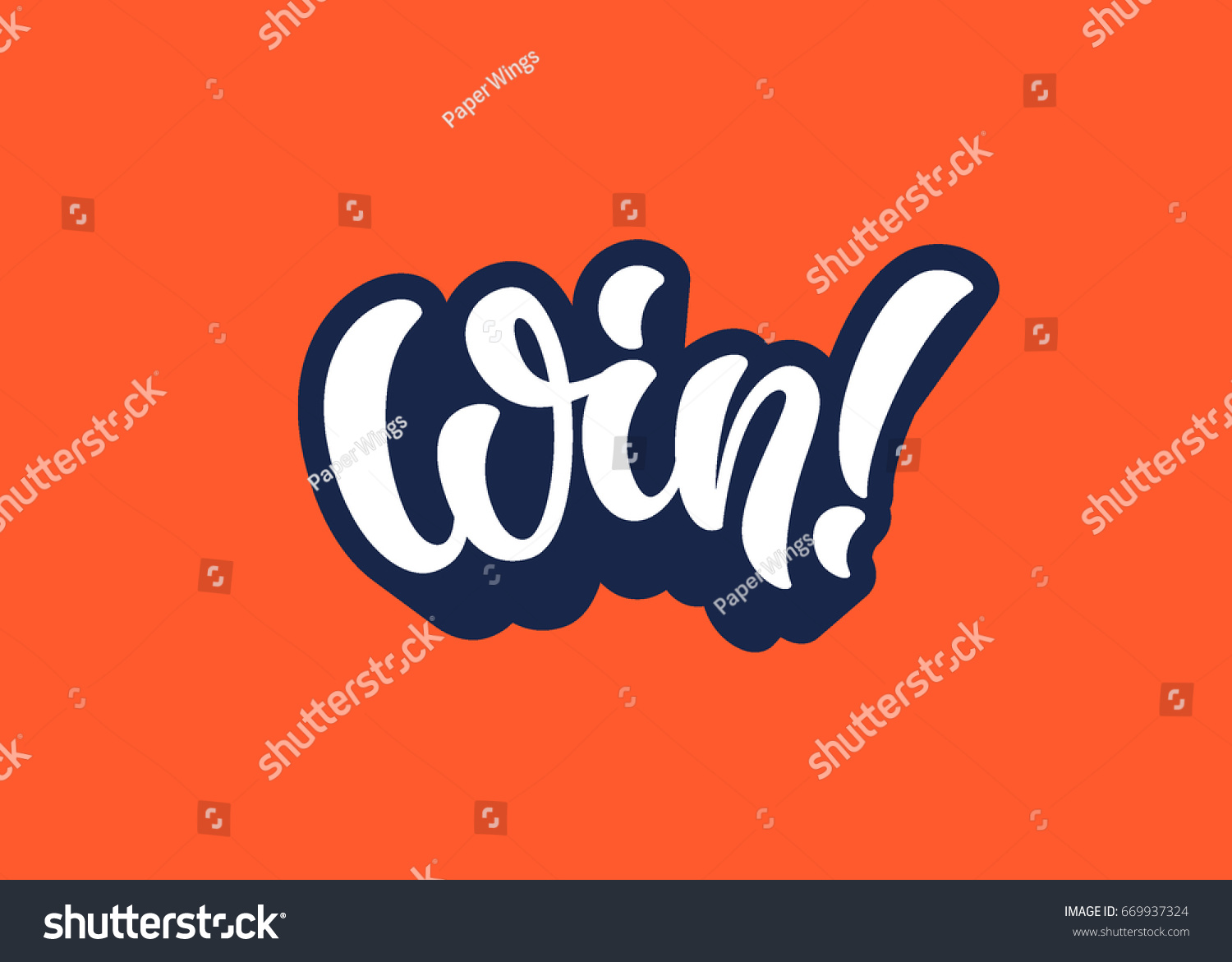 Win Lettering Text Banner Vector Illustration Stock Vector (Royalty ...