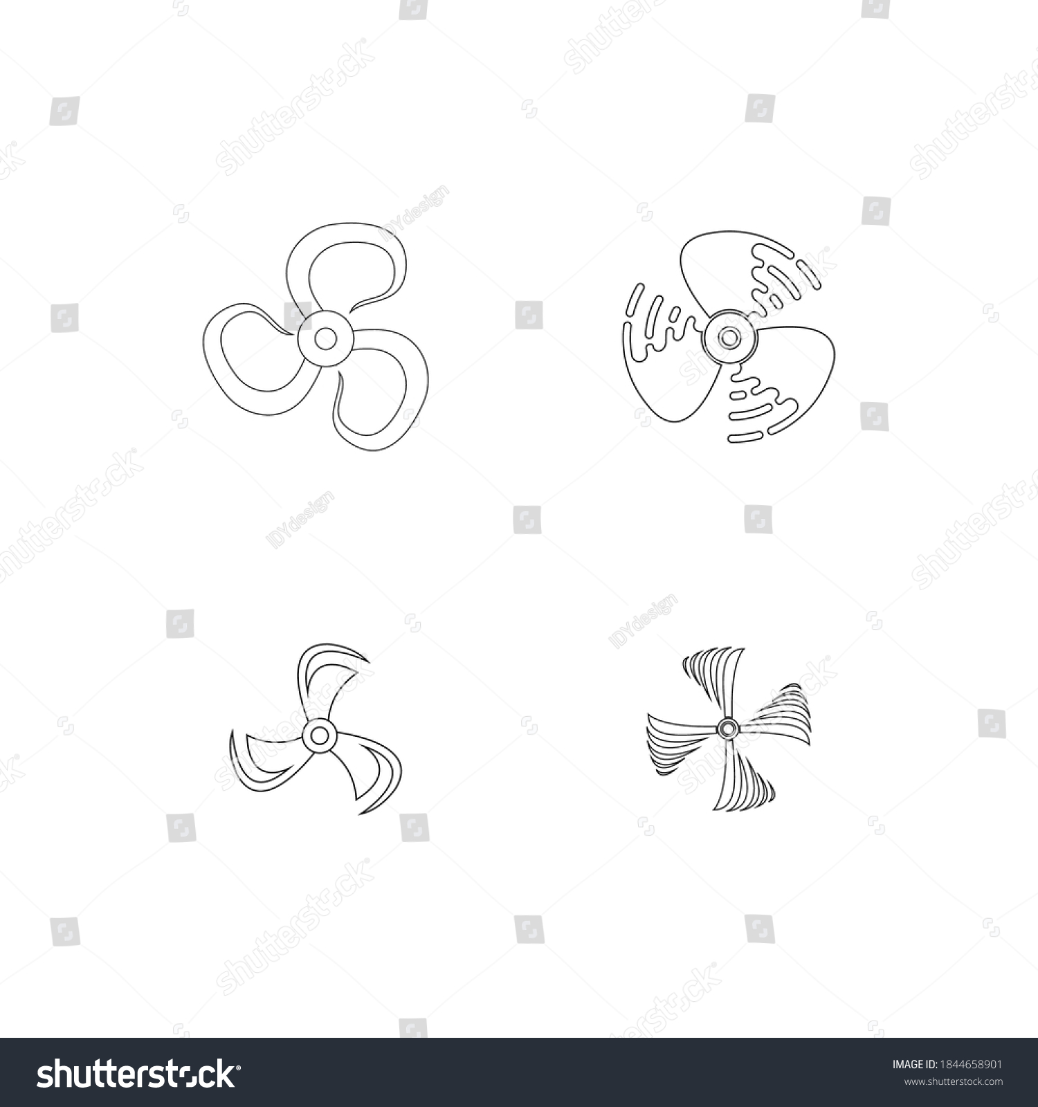 Wind Fan Logo Vektor Template Stock Vector (Royalty Free) 1844658901