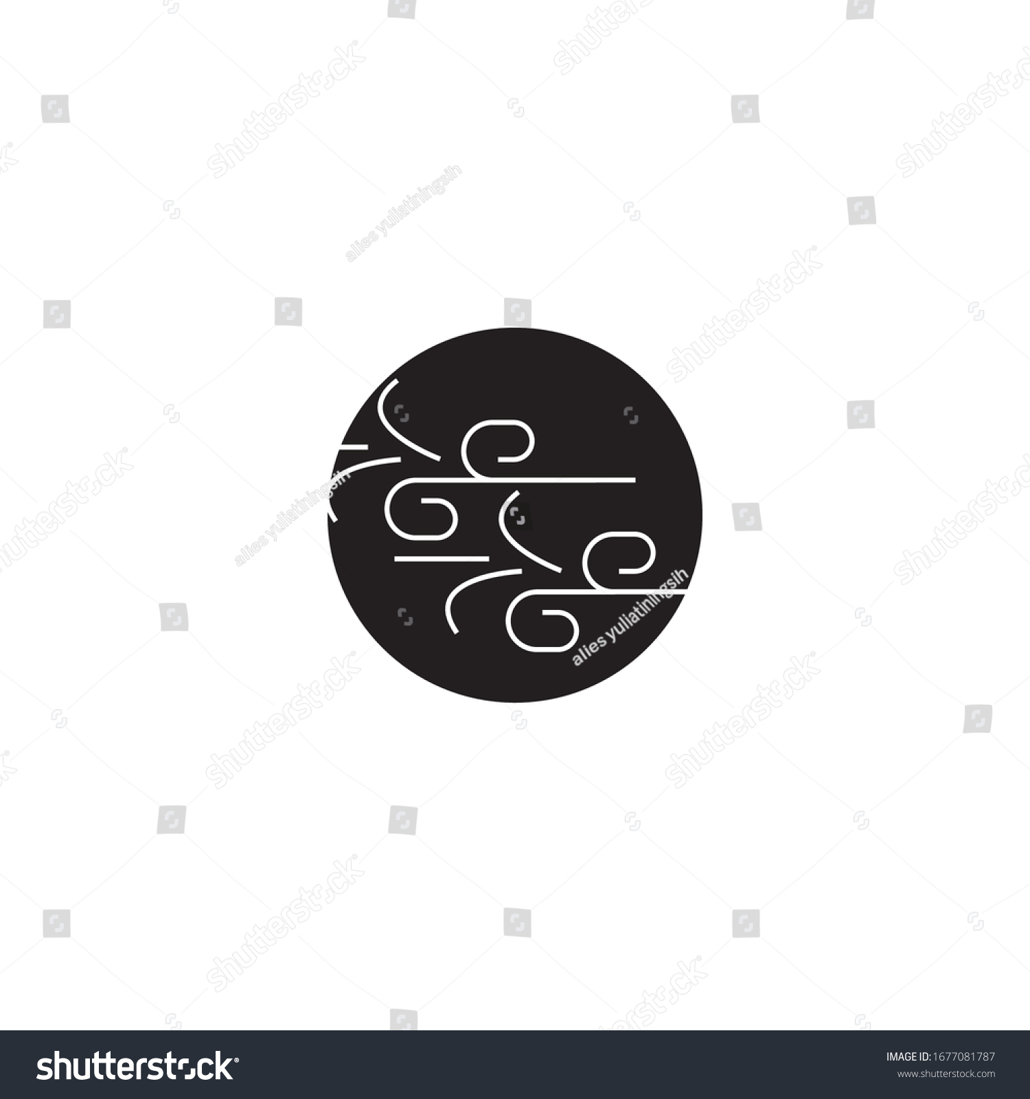 Wind Flat Line Logo Template Vector Stock Vector (Royalty Free) 1677081787