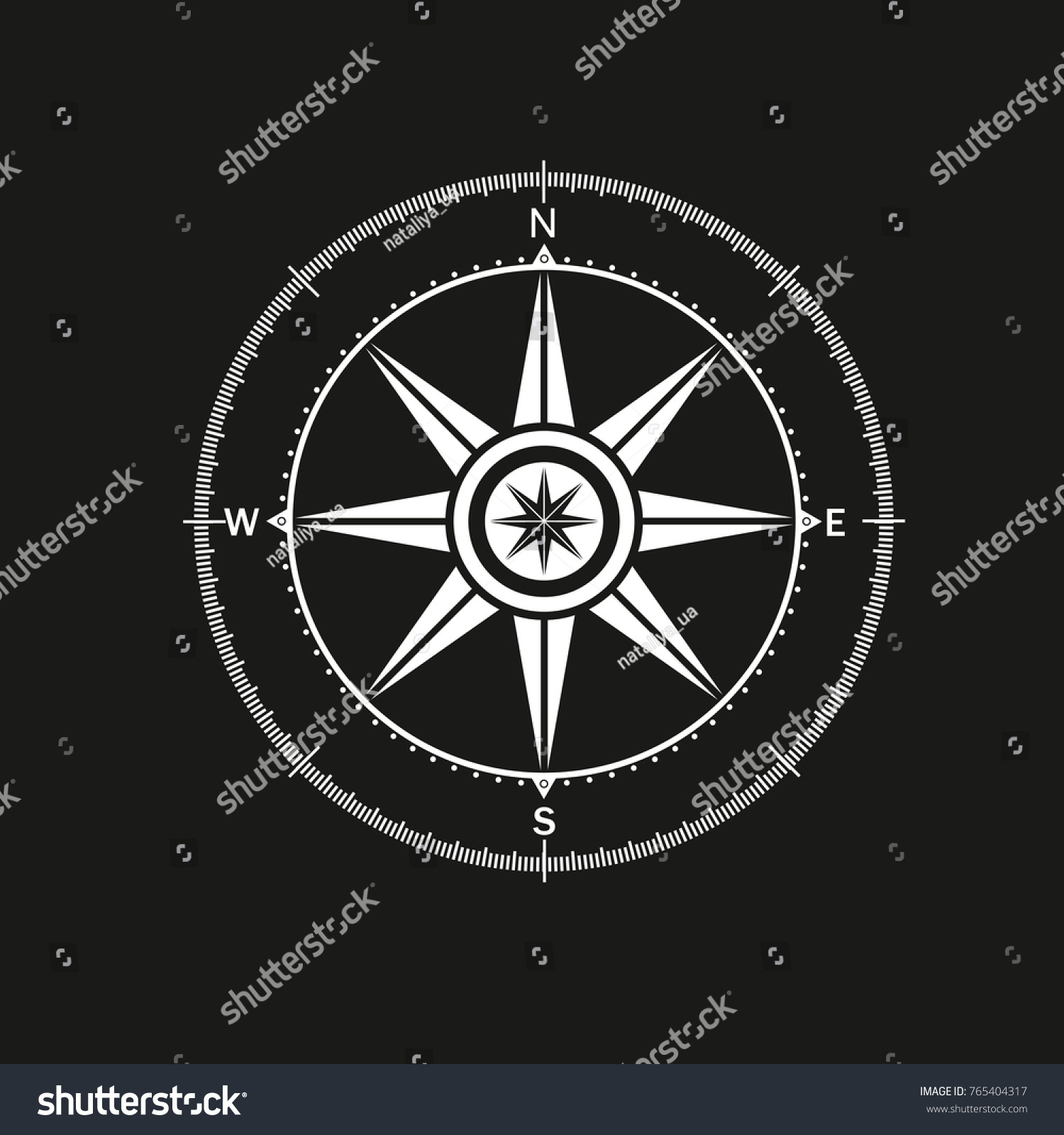 Wind Rose Compass Vector Symbolcompass Icon Stock Vector (Royalty Free ...