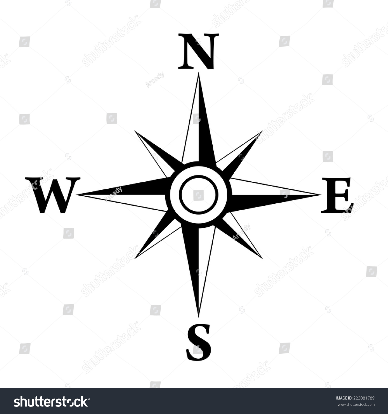 Wind Rose Symbol Stock Vector (Royalty Free) 223081789 | Shutterstock