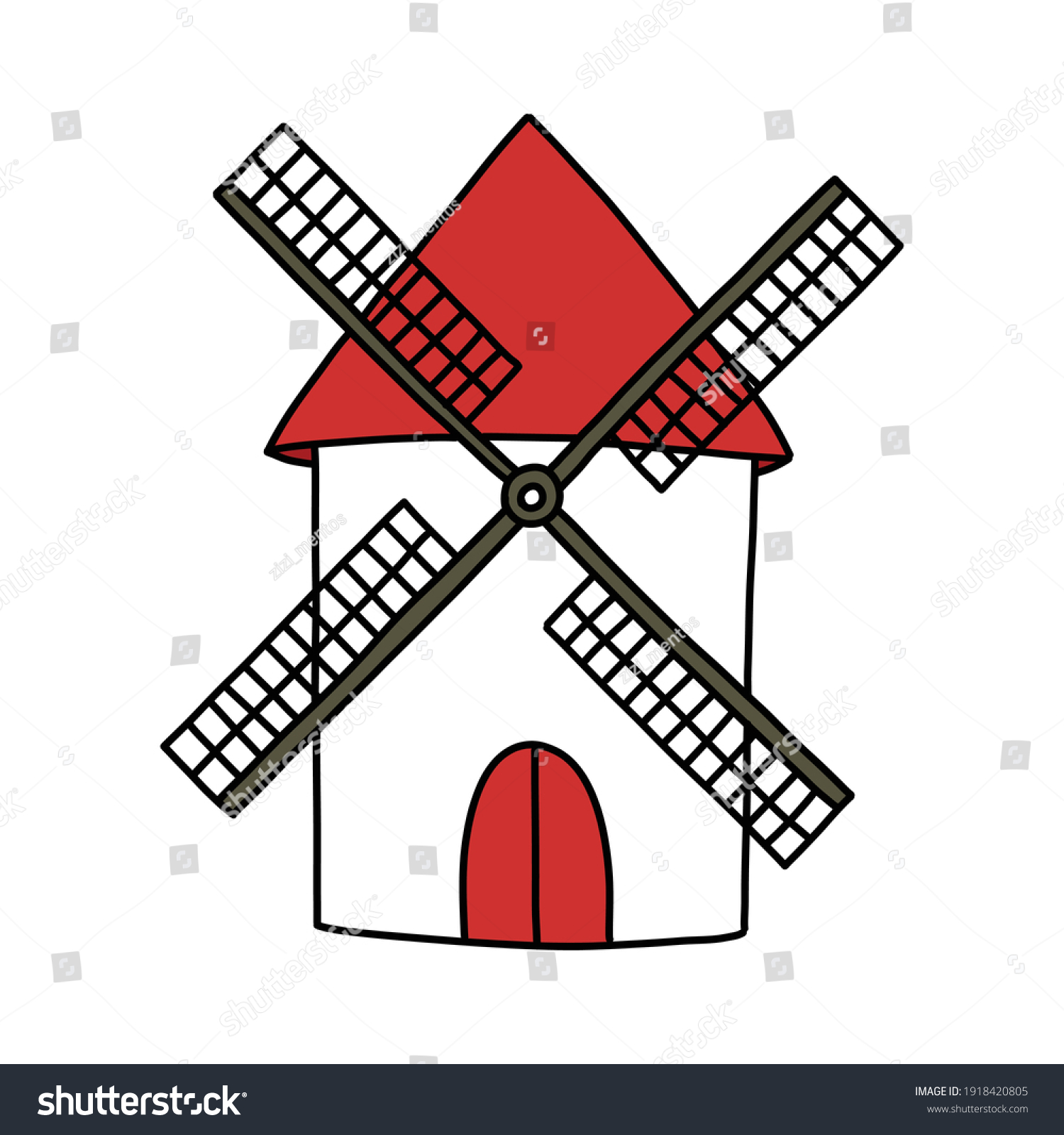 Windmill Doodle Icon Vector Illustration Stock Vector (Royalty Free ...
