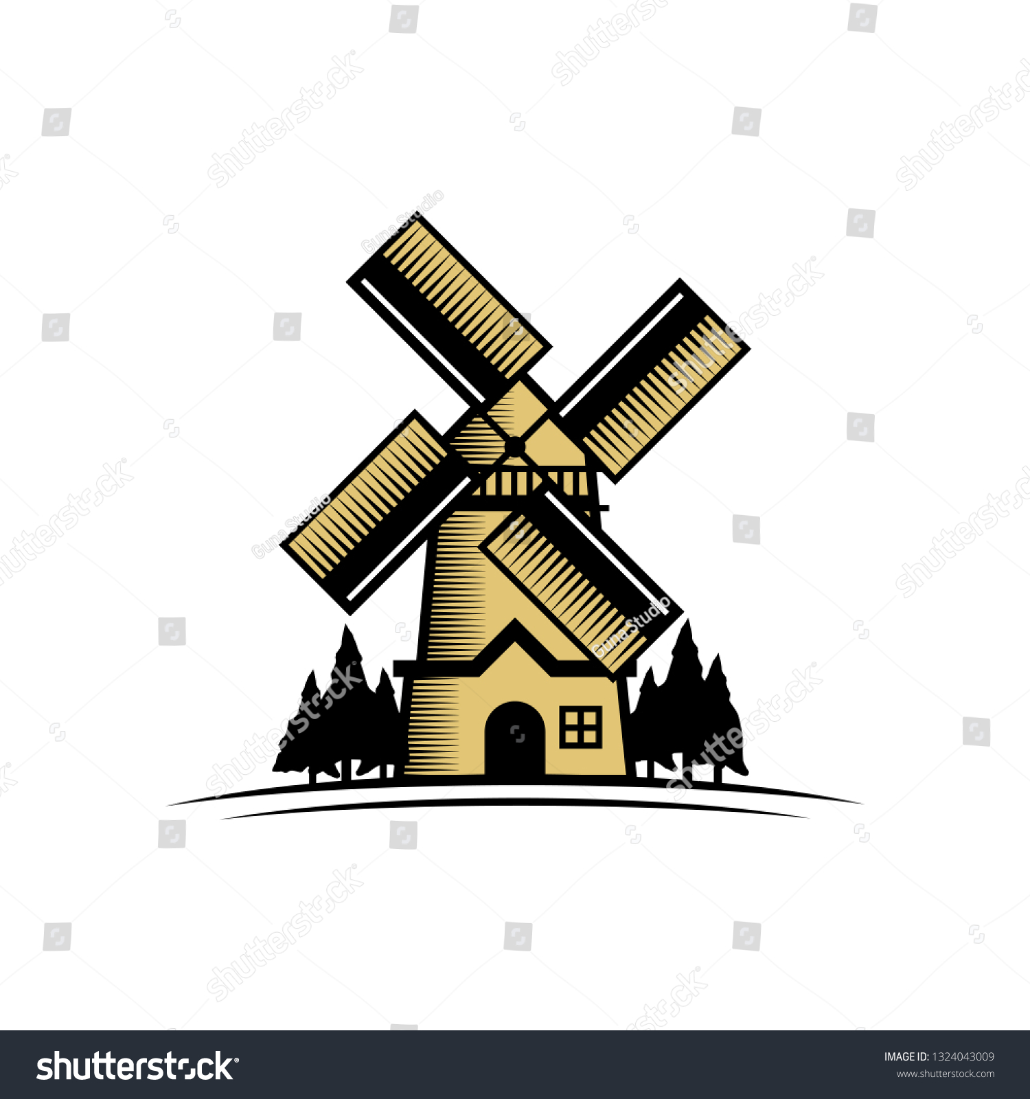 Windmill Logo Design Inspiration Stock Vector (Royalty Free) 1324043009 ...