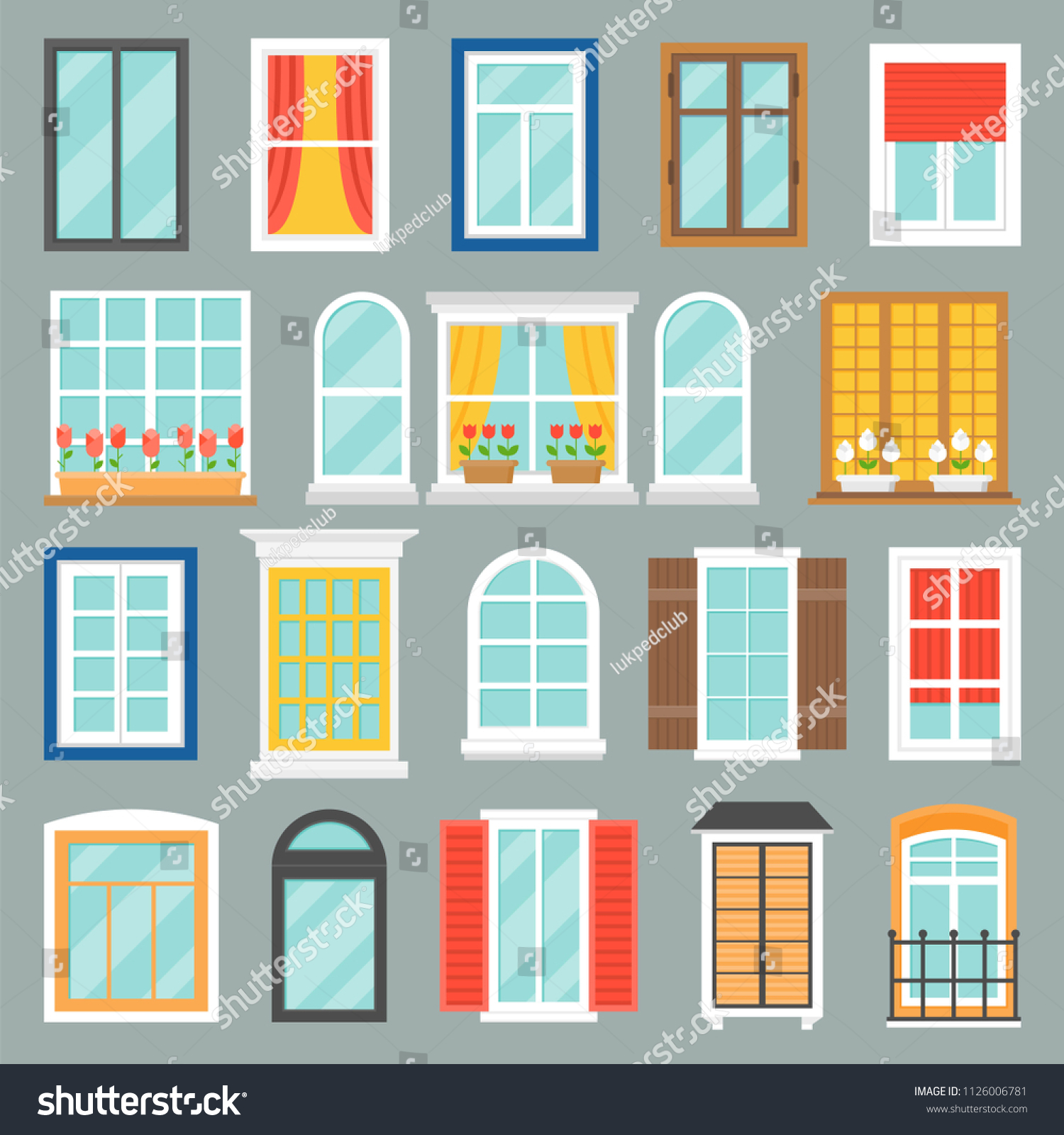 Window Frame Various Design Flat Design Stock Vector (Royalty Free ...
