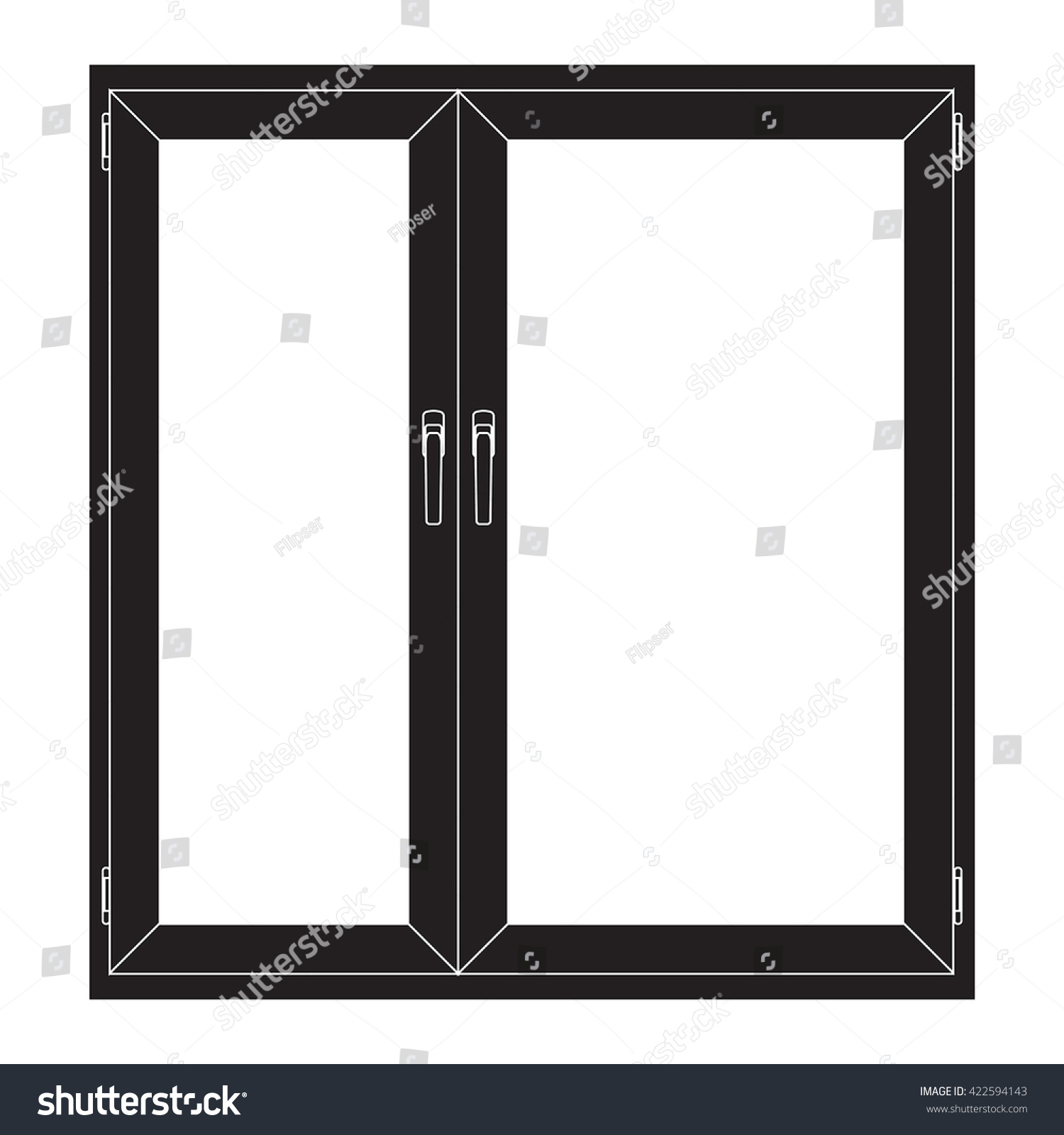 Vektor Stok Window Black Outline Vector Illustration (Tanpa Royalti ...