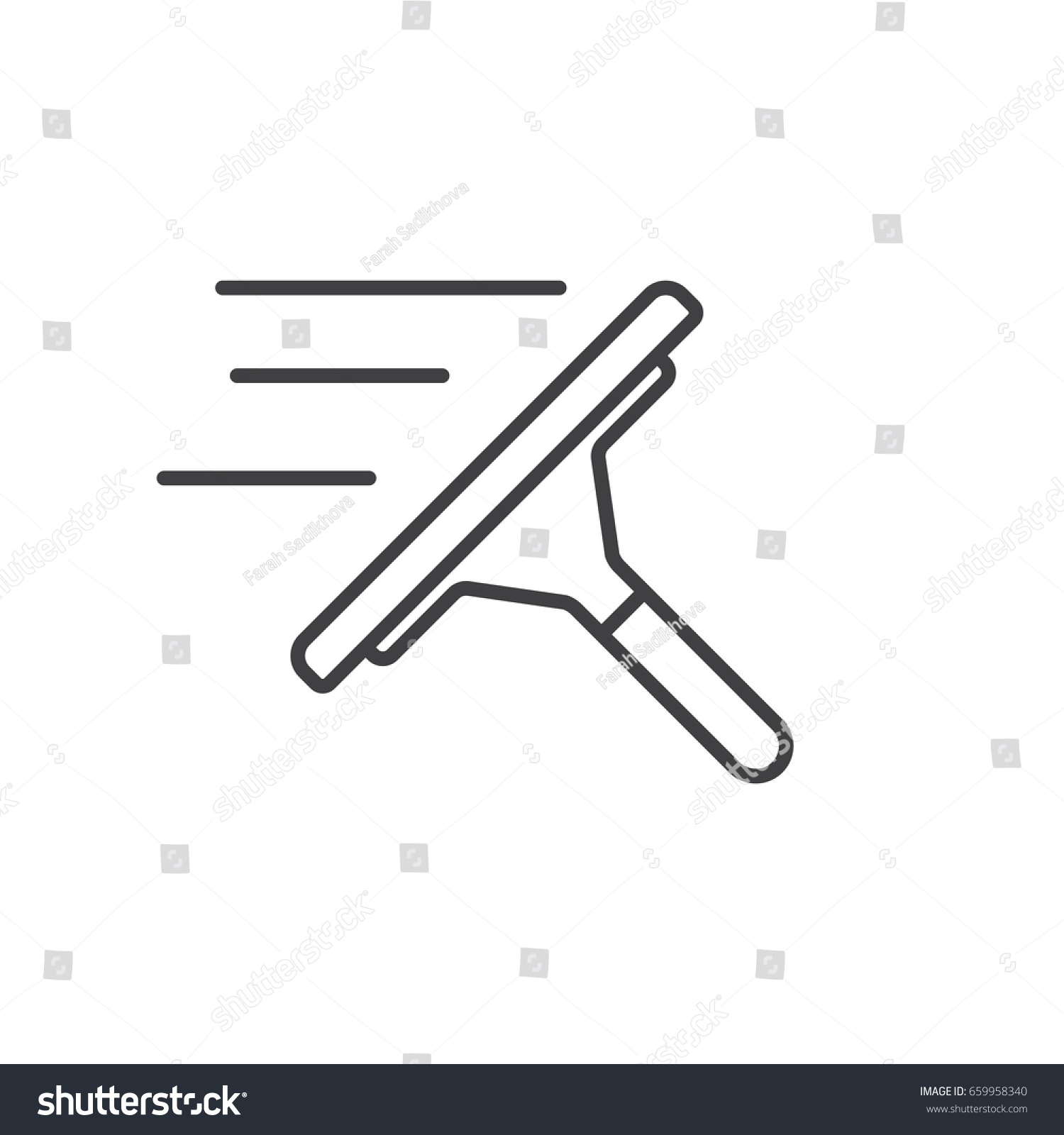 Window Cleaning Tool Line Icon Squeegee Stock Vector (Royalty Free ...