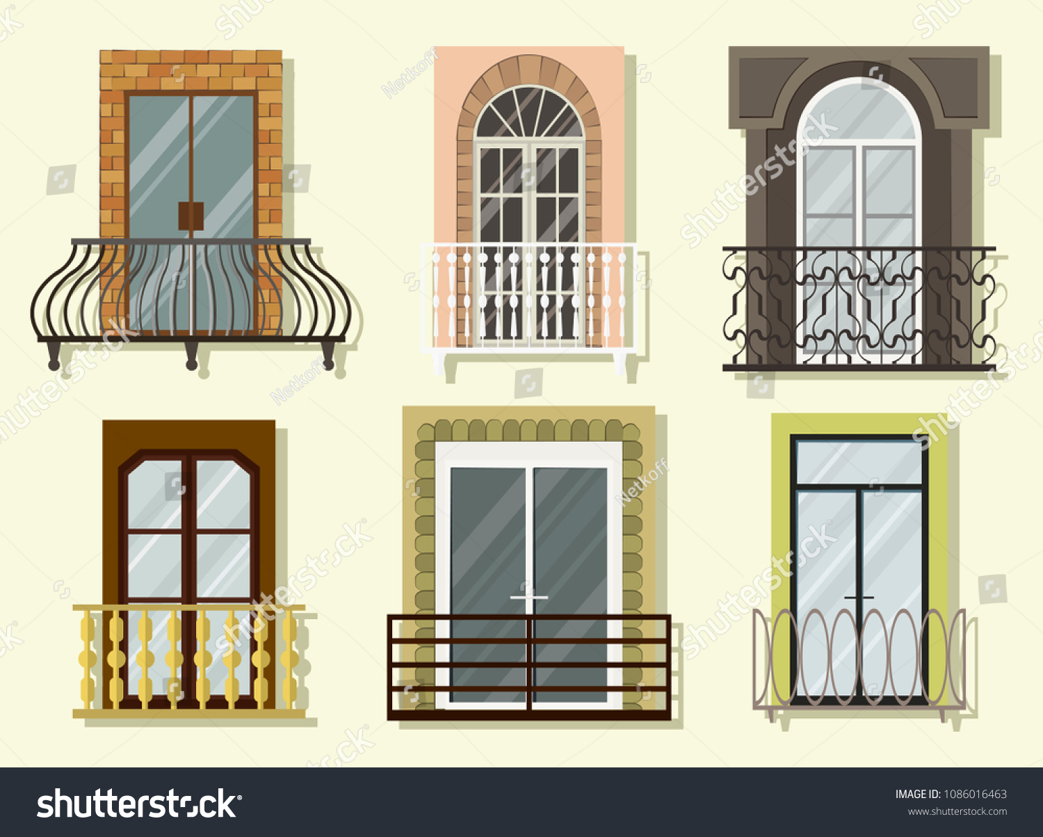 Window Forms Icons Set Balcony Stock Vector (Royalty Free) 1086016463