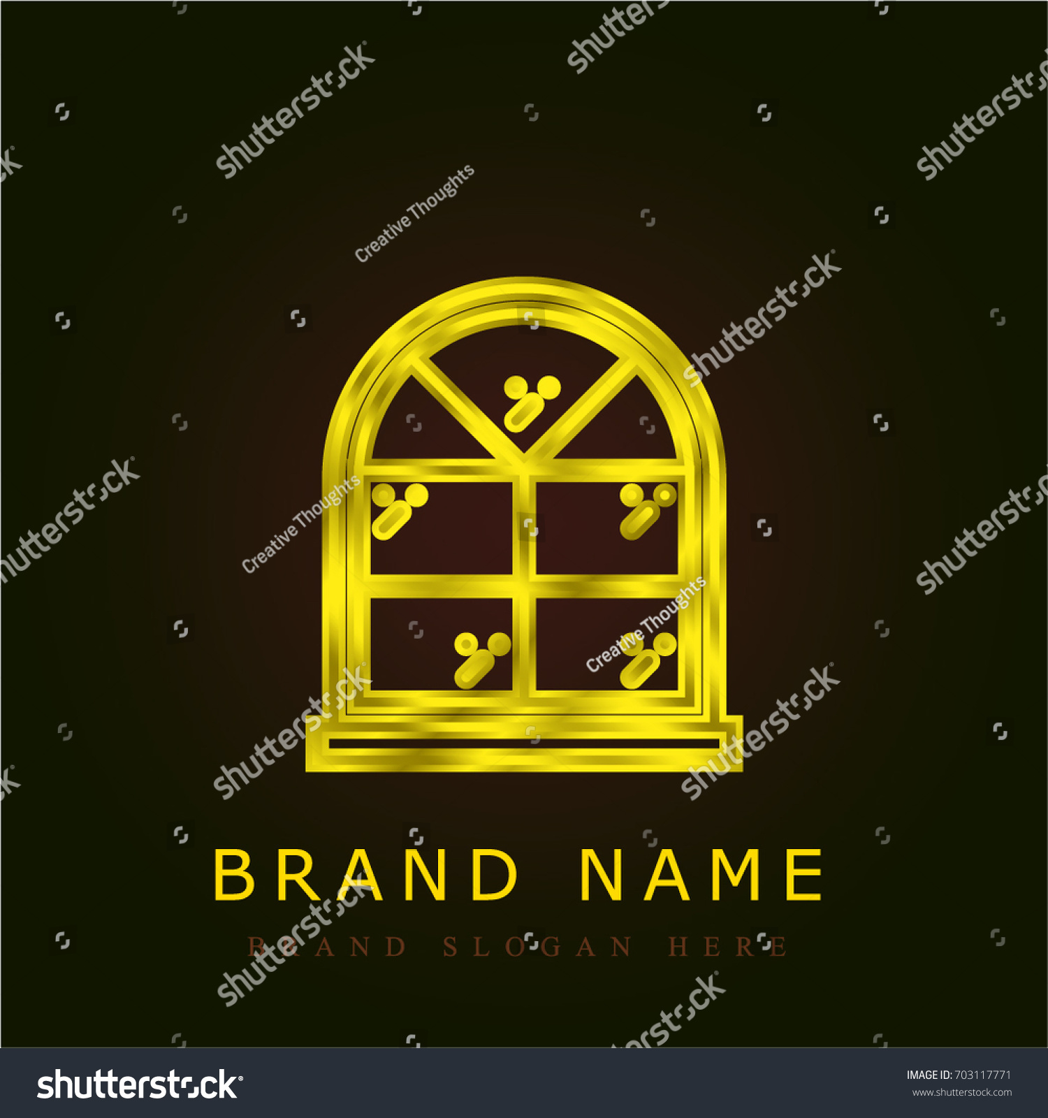 Window Golden Metallic Logo Stock Vector (Royalty Free) 703117771 ...