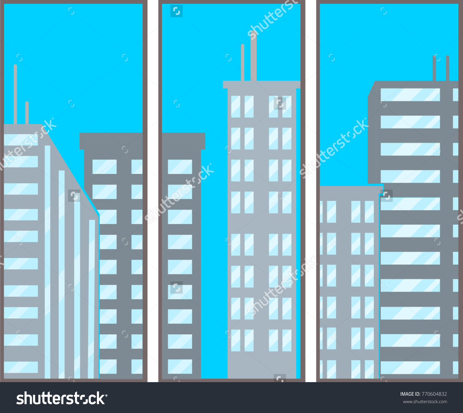 Window City View Isolated Vector Illustration: เวกเตอร์สต็อก (ปลอดค่า ...