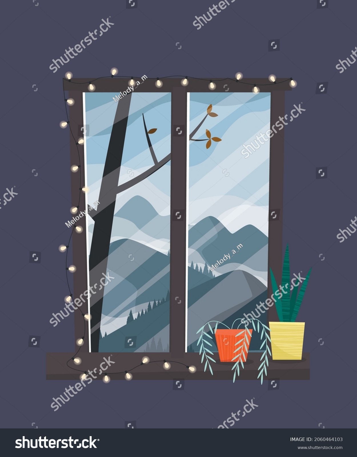 Window Mountain View Vector Illustration Stock Vector (Royalty Free ...