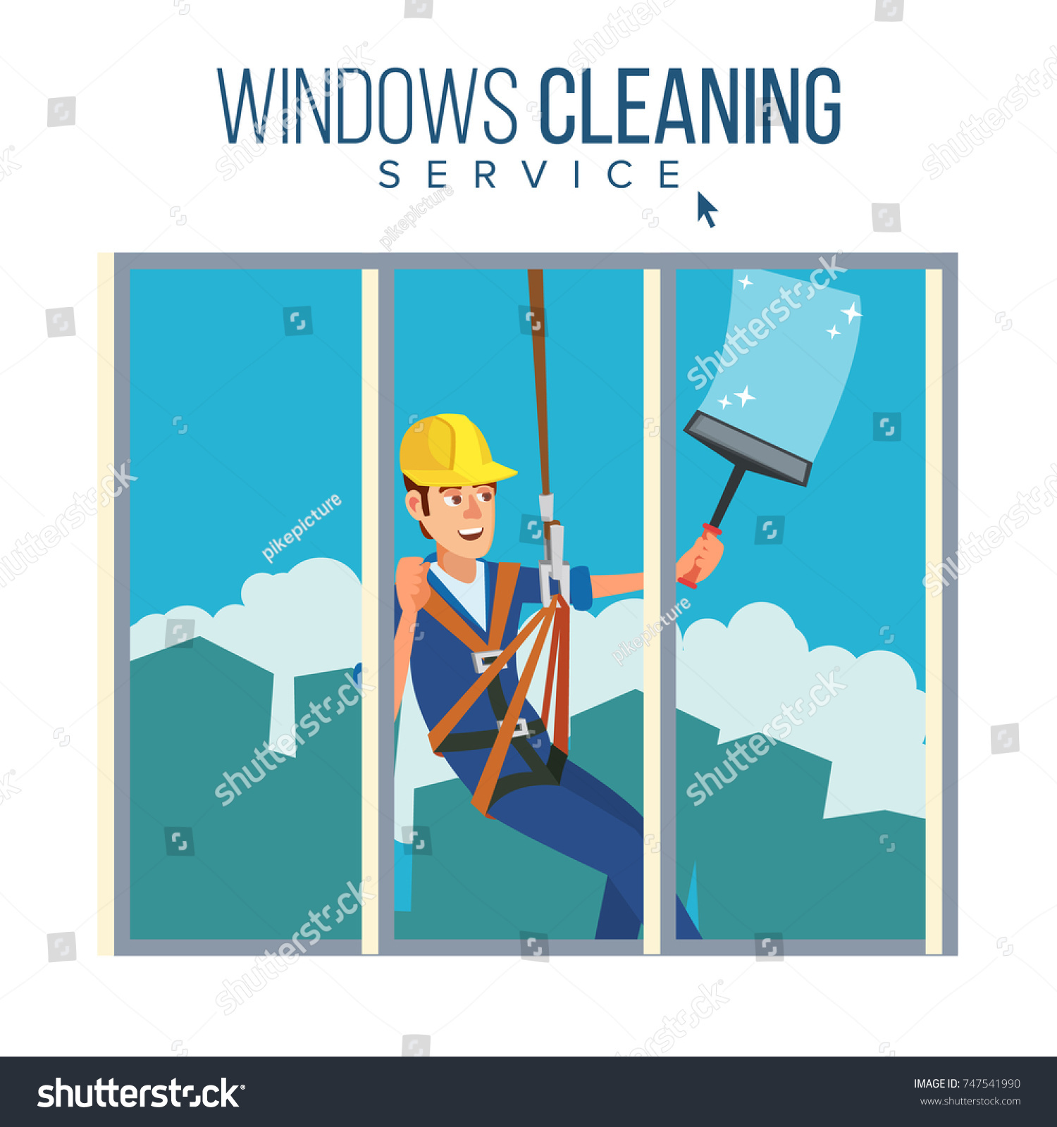 Windows Cleaning Worker Vector Professional Worker Stock Vector ... Windows Cleaning Worker Vector Professional Worker Stock Vector ...