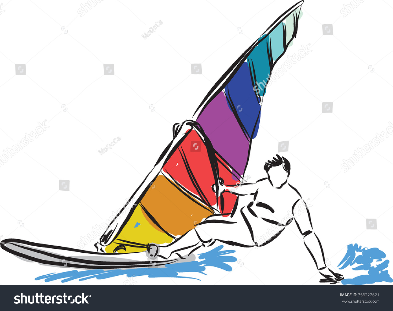 Windsurf Illustration 2 Stock Vector 356222621 - Shutterstock