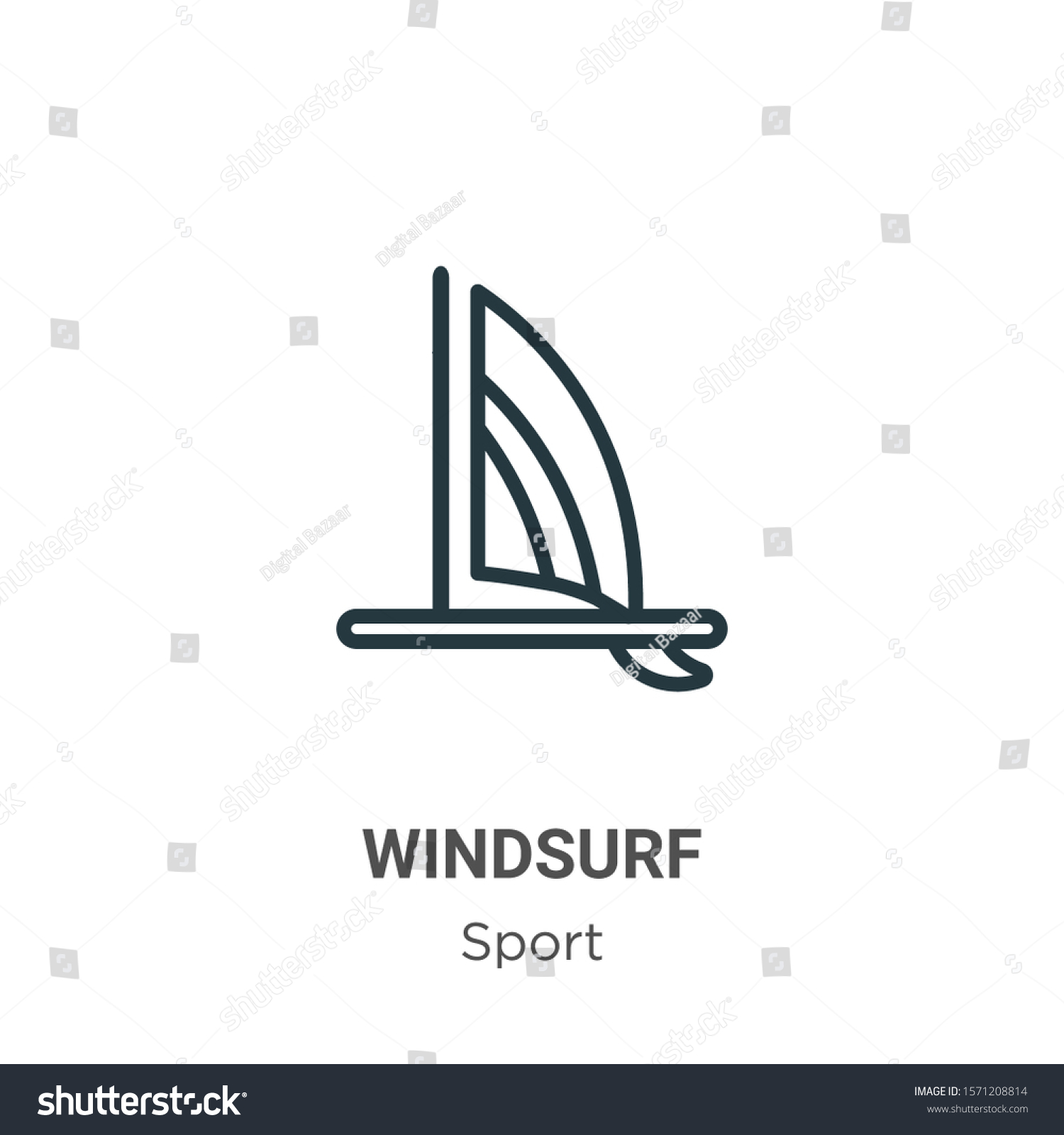 Icono vectorial de contorno de windsurf.: vector de stock (libre de regalías) 1571208814