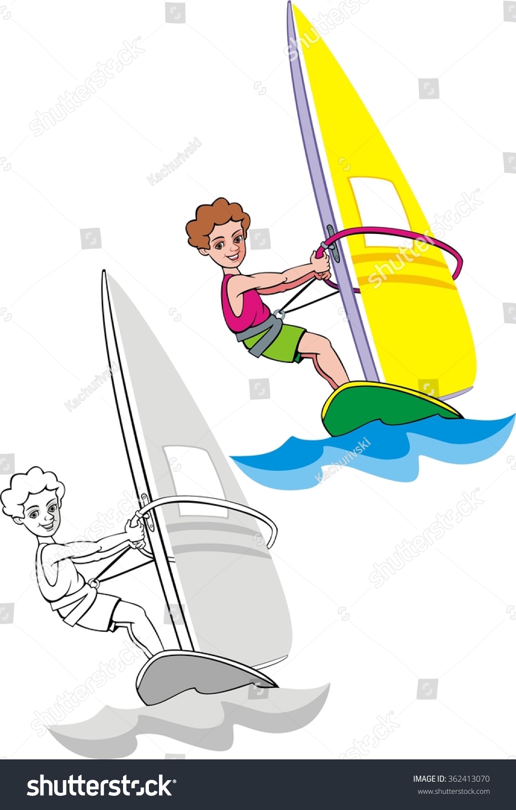 Windsurfing Cartoon Stock Vector (Royalty Free) 362413070