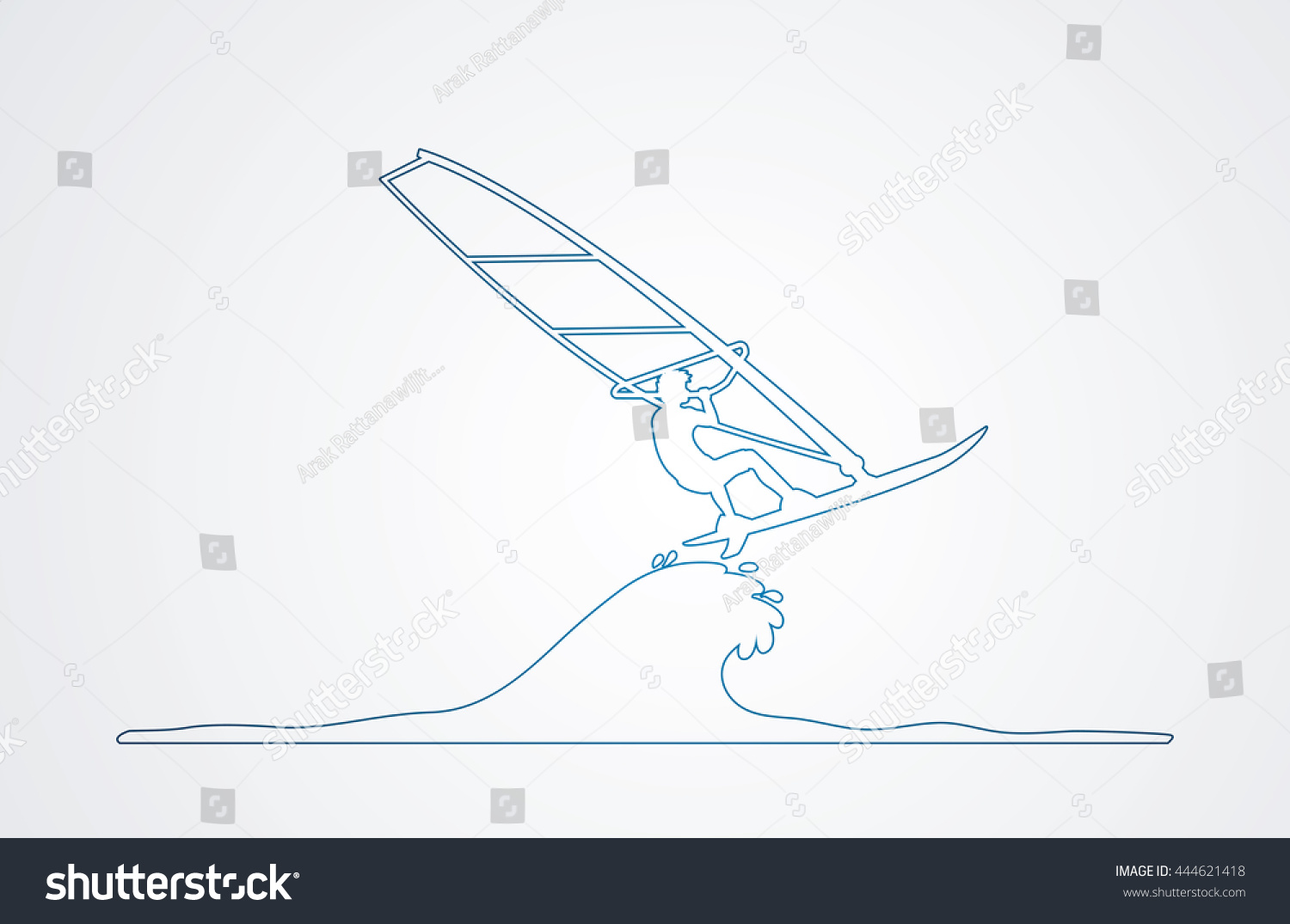 Windsurfing Outline Graphic Vector Stock Vector (Royalty Free ...
