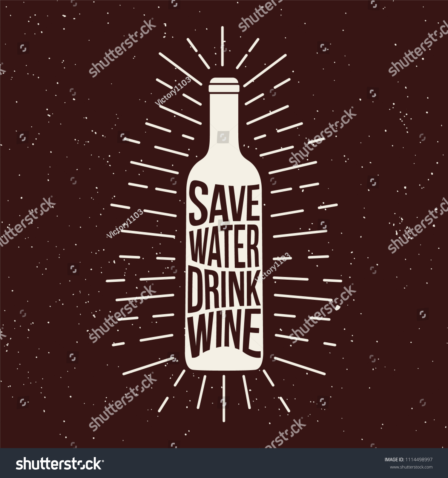 Wine Bottle Print Phrase Save Water Stock Vector (Royalty Free) 1114498997 Wine Bottle Print Phrase Save Water Stock Vector (Royalty Free) 1114498997