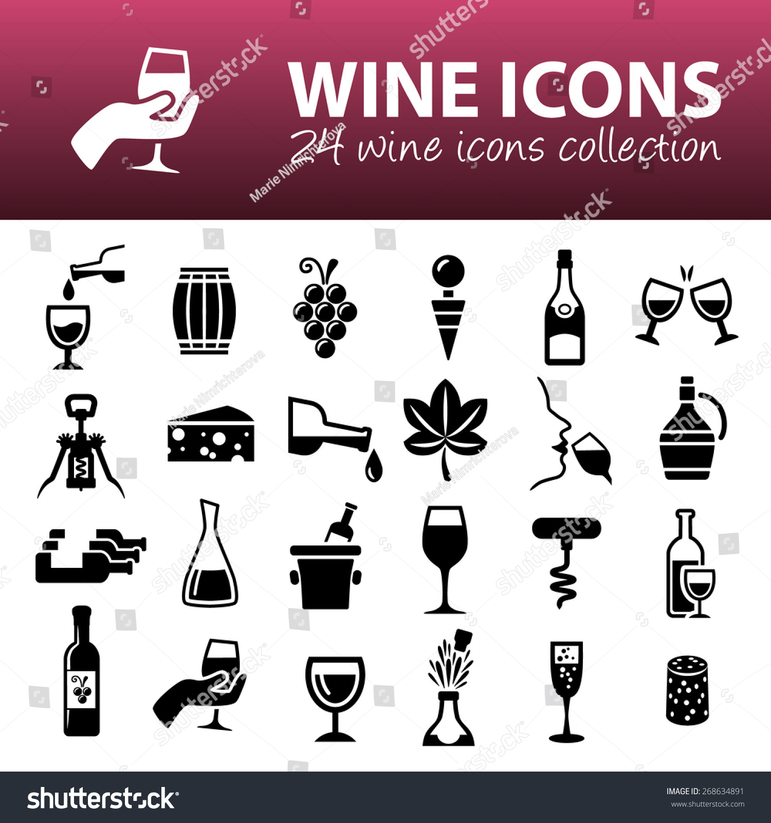 Wine Icons Stock Vector 268634891 - Shutterstock
