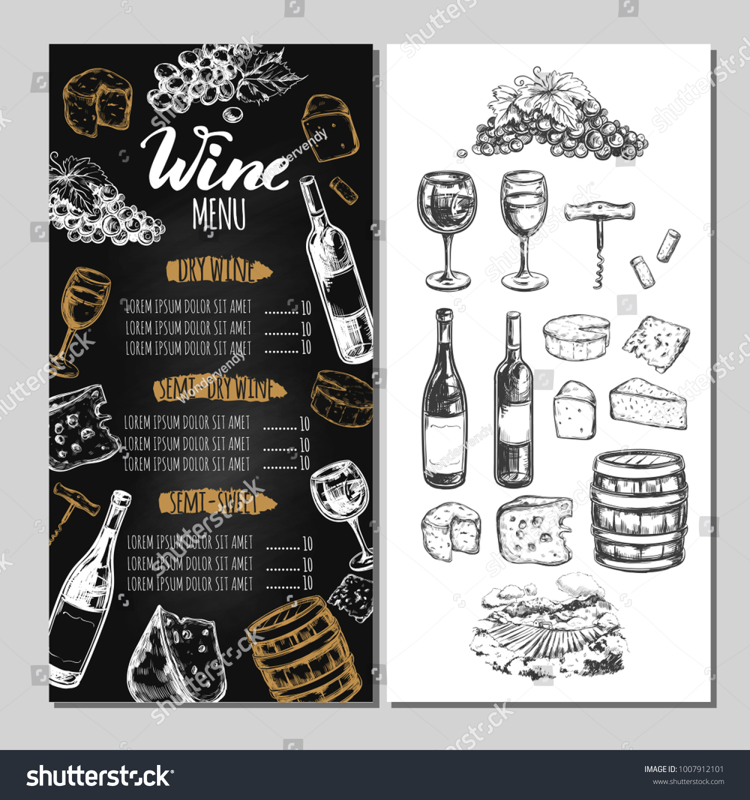 Wine Restaurant Menu Design Template Includes Stock Vector (Royalty ...