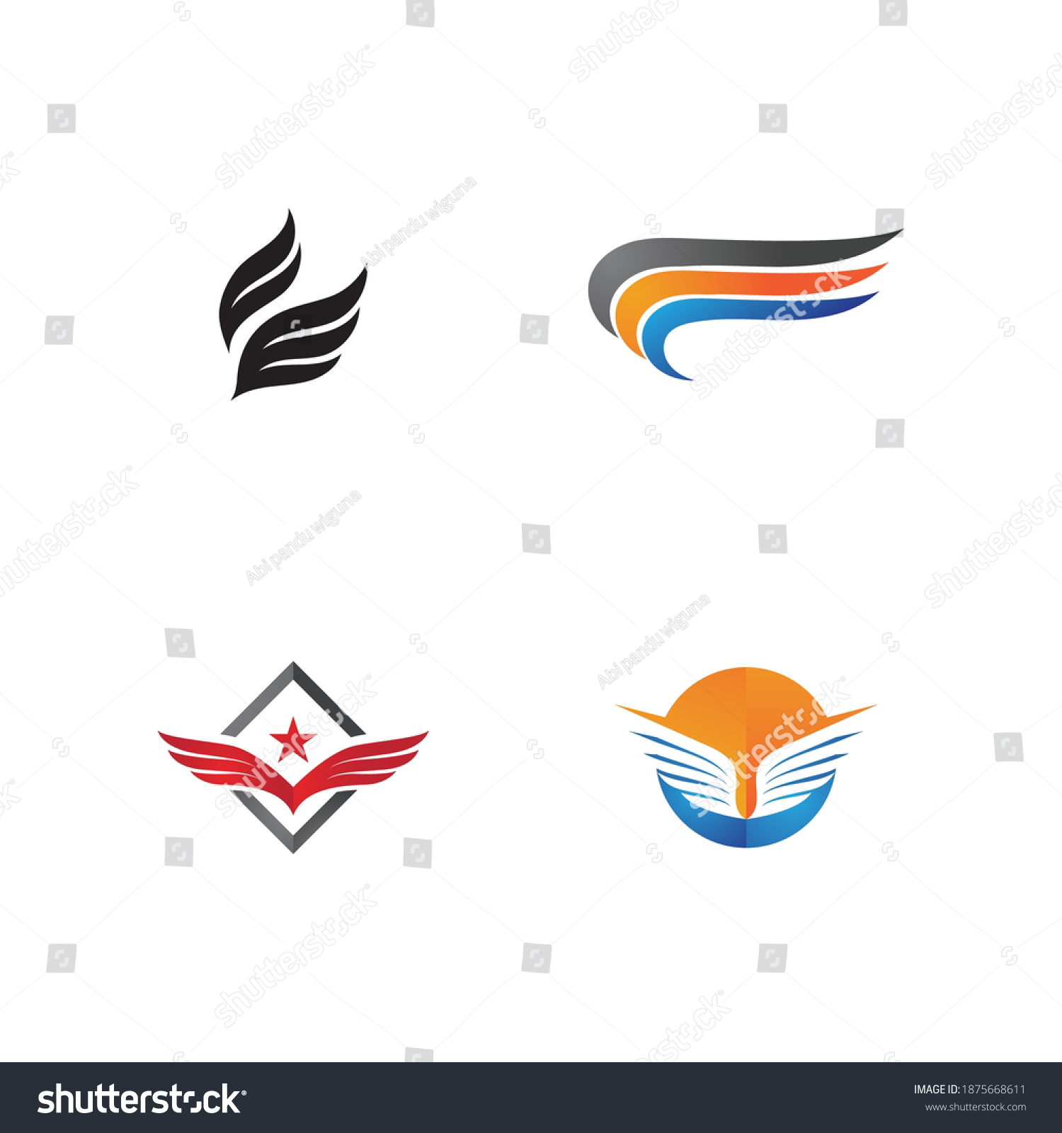 Wing Bird Logo Template Vector Stock Vector (Royalty Free) 1875668611 ...