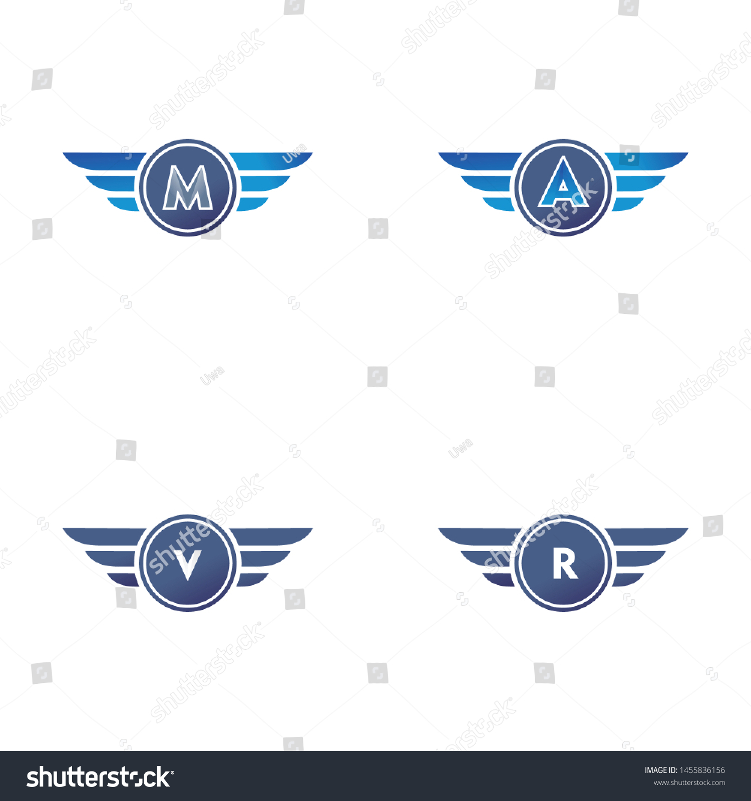 Wing Icon Logo Initial Letter Stock Vector (Royalty Free) 1455836156