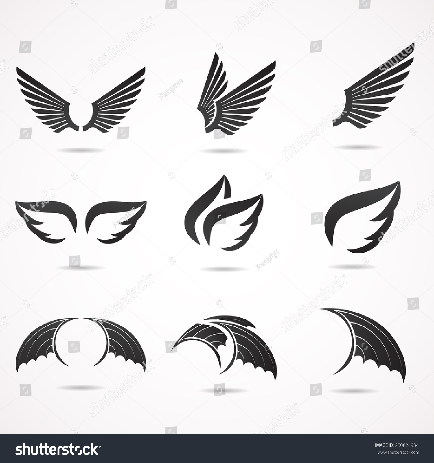 Wing Icons Collection Vector Illustration Stock Vector (Royalty Free ...