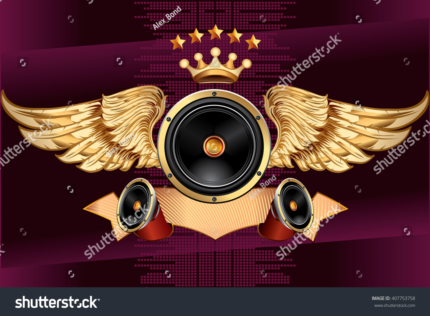 Winged Audio Speaker Emblem Stock Vector (Royalty Free) 407753758